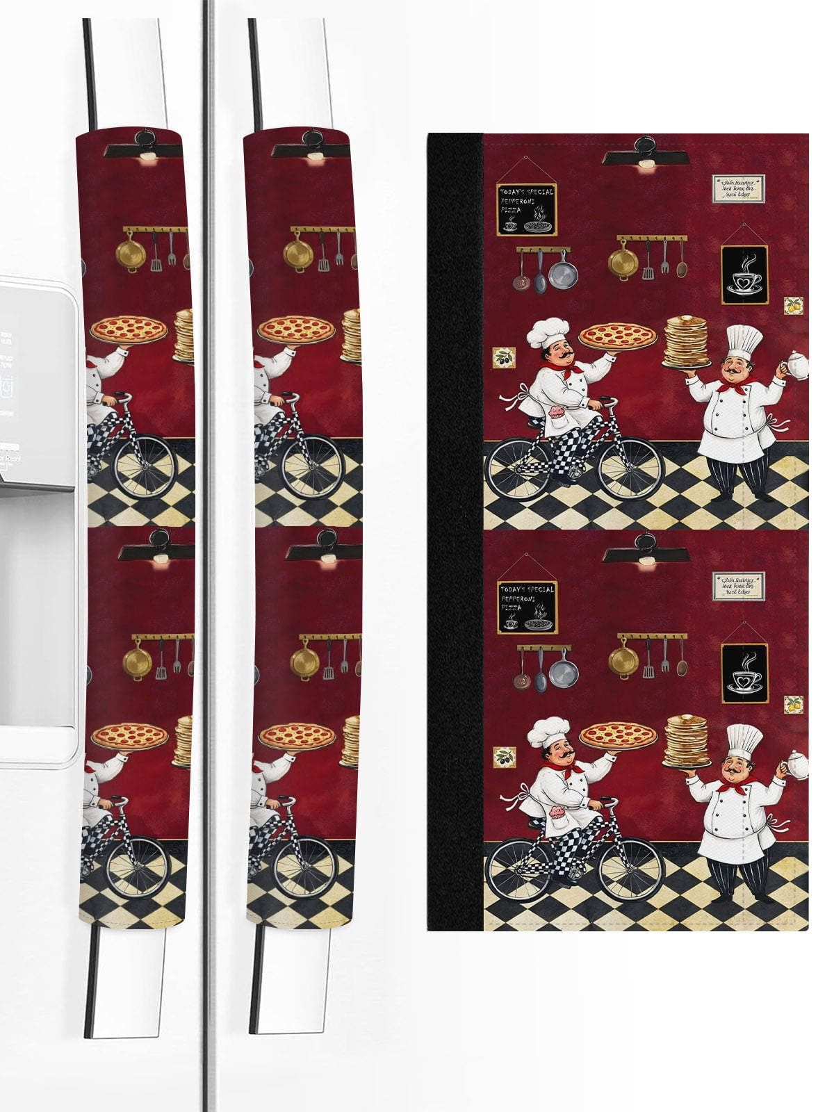 2 PCS Refrigerator Door Handle Covers, Retro Cartoon Chef Adjustable ...