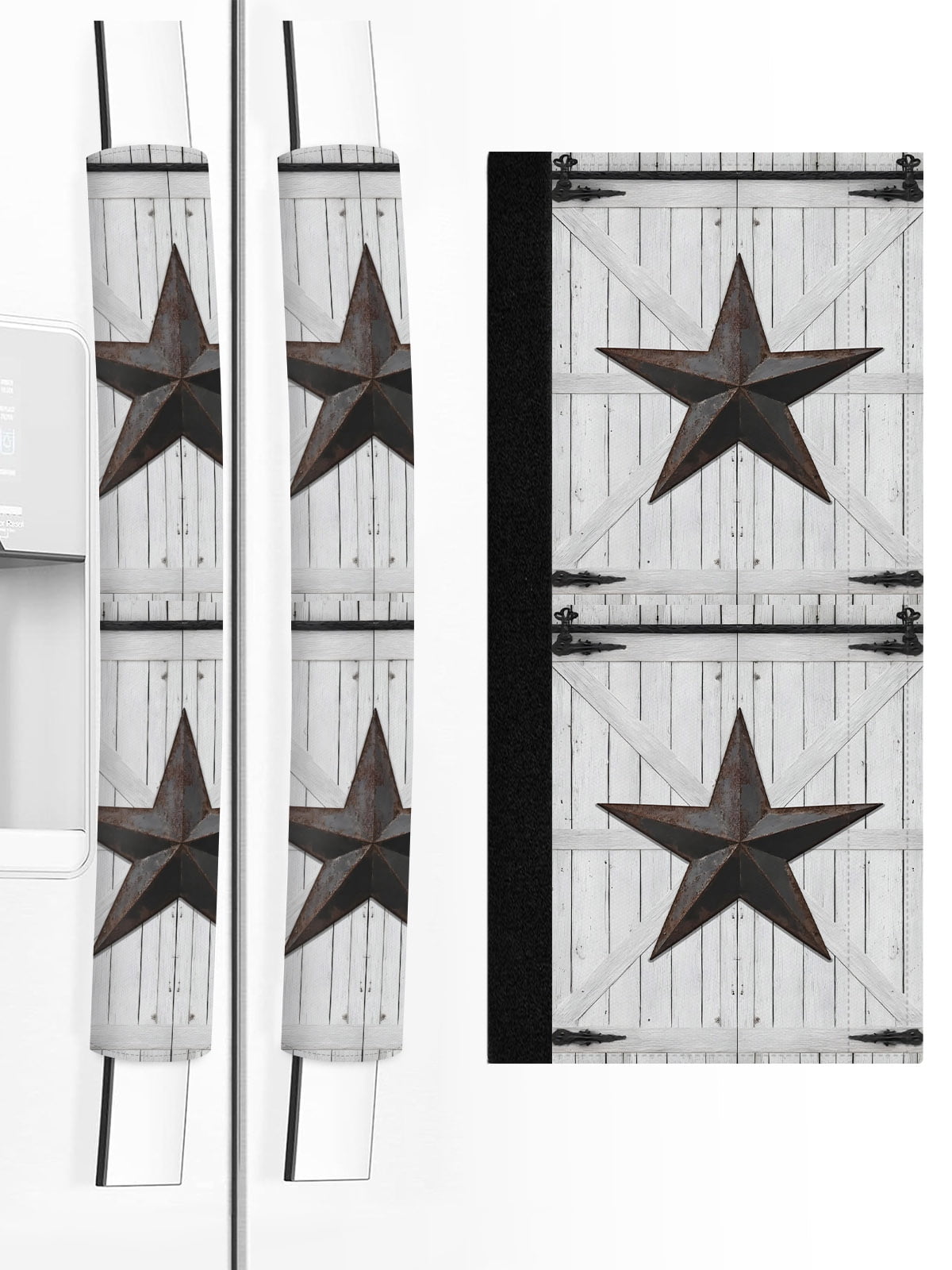 2 PCS Refrigerator Door Handle Covers, Rustic Barn Door Adjustable ...