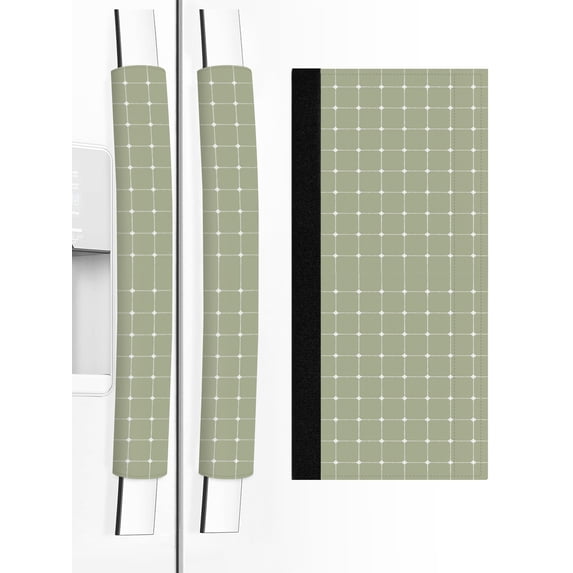 2 PCS Refrigerator Door Handle Covers, Sage Green Checkered Adjustable ...