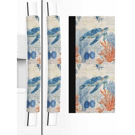 2 PCS Refrigerator Door Handle Covers, Sea Corals Turtle Adjustable ...