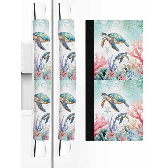 2 PCS Refrigerator Door Handle Covers, Sea Turtle Adjustable Kitchen ...