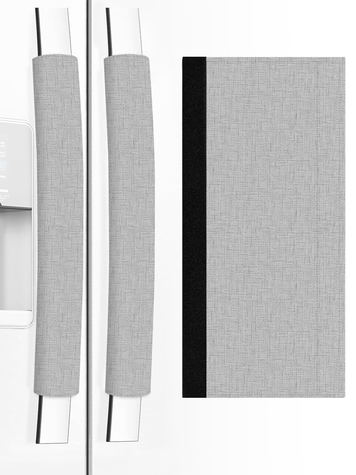 2 PCS Refrigerator Door Handle Covers, Sliver Gray Solid Adjustable ...