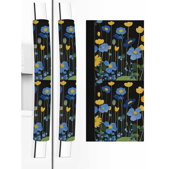 2 PCS Refrigerator Door Handle Covers, Spring Floral Adjustable Kitchen ...