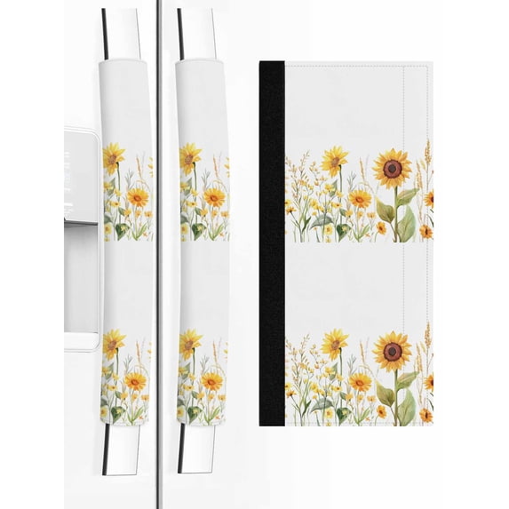 2 PCS Refrigerator Door Handle Covers, Spring Floral Adjustable Kitchen ...