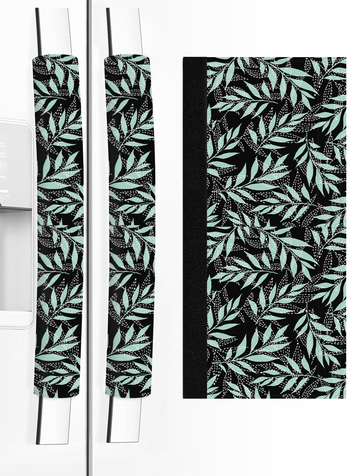 2 PCS Refrigerator Door Handle Covers, Summer Abstract Leaf Adjustable ...