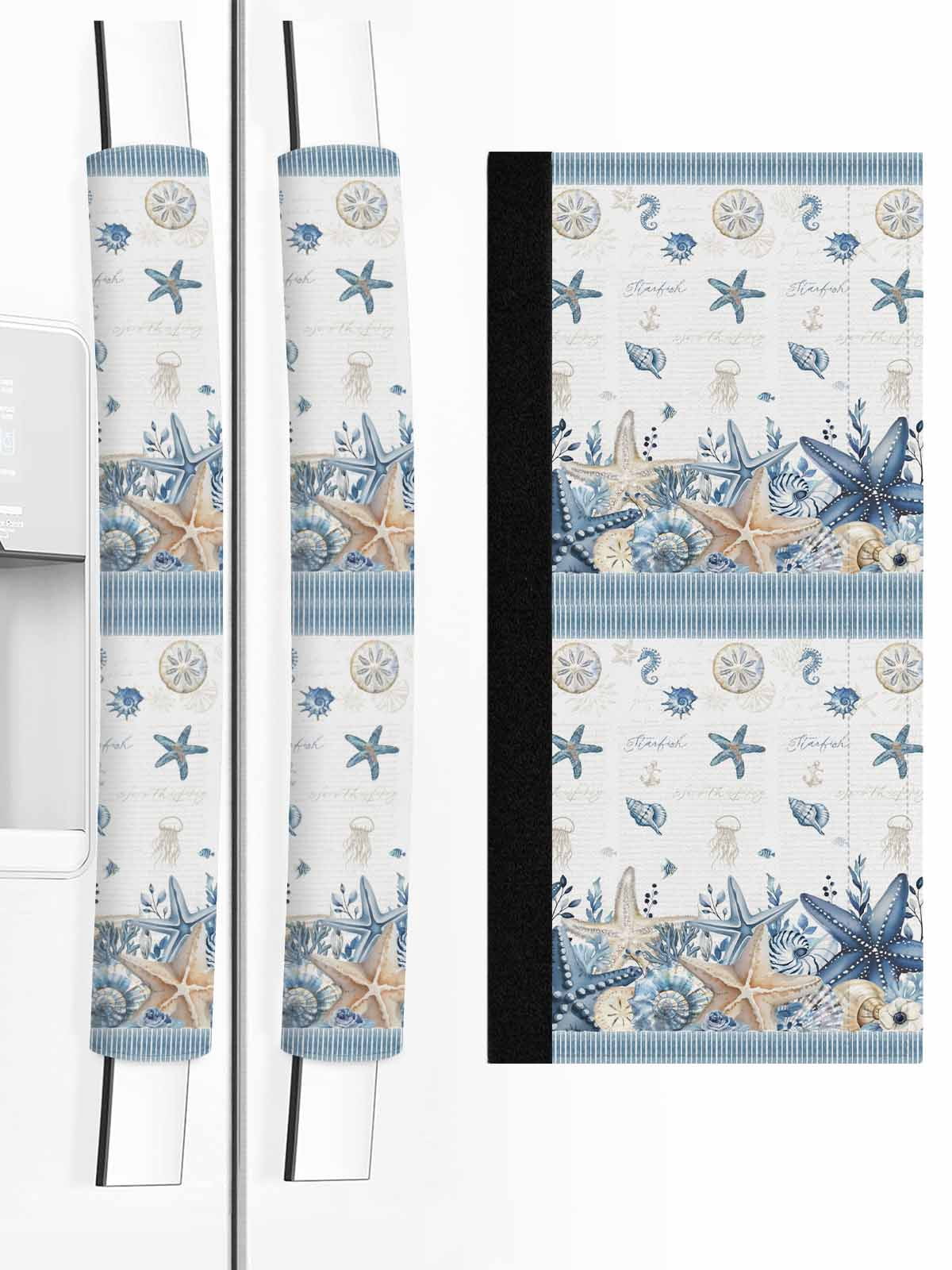 2 PCS Refrigerator Door Handle Covers, Summer Beach Adjustable Kitchen ...