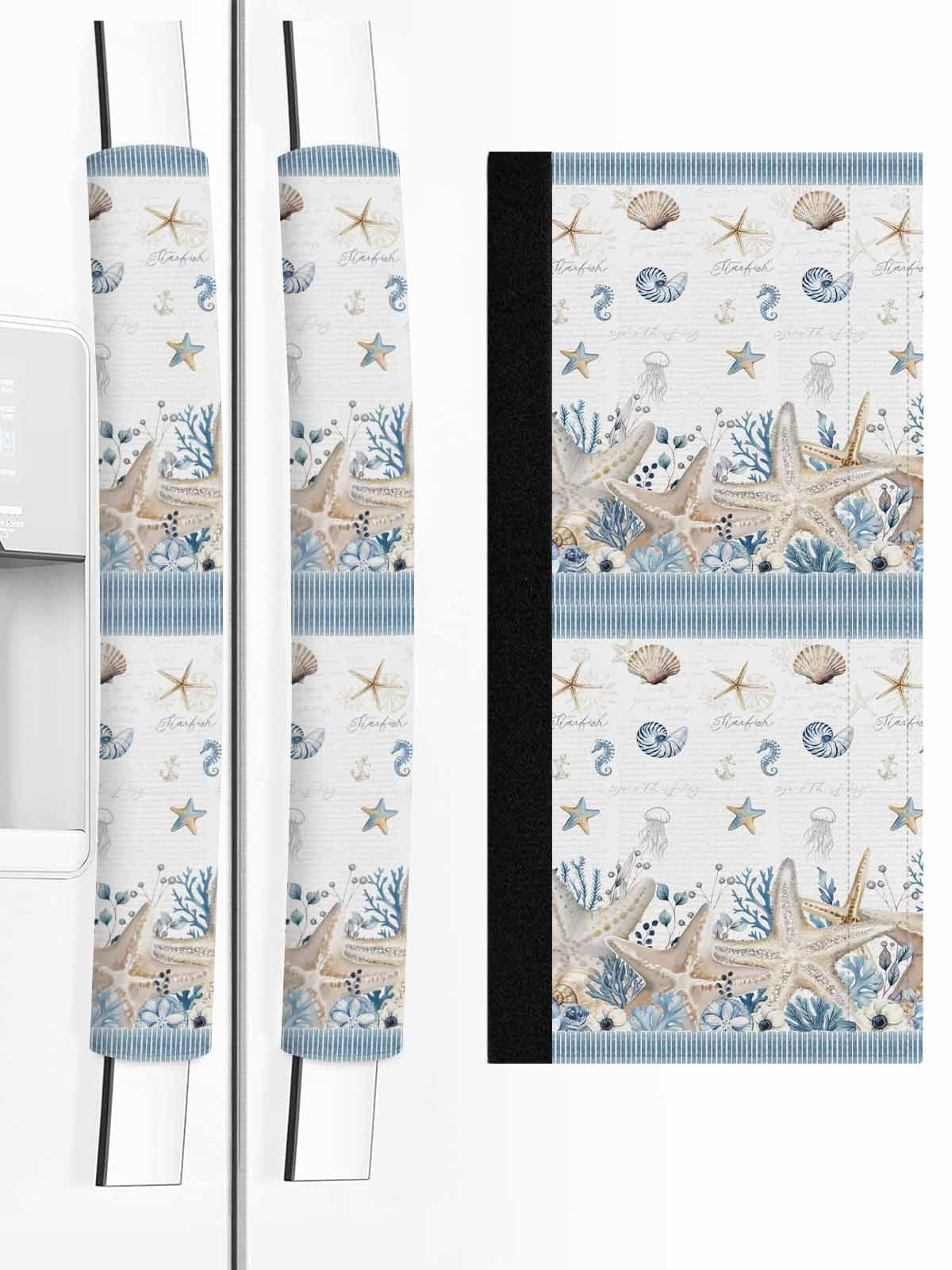2 PCS Refrigerator Door Handle Covers, Summer Ocean Adjustable Kitchen ...