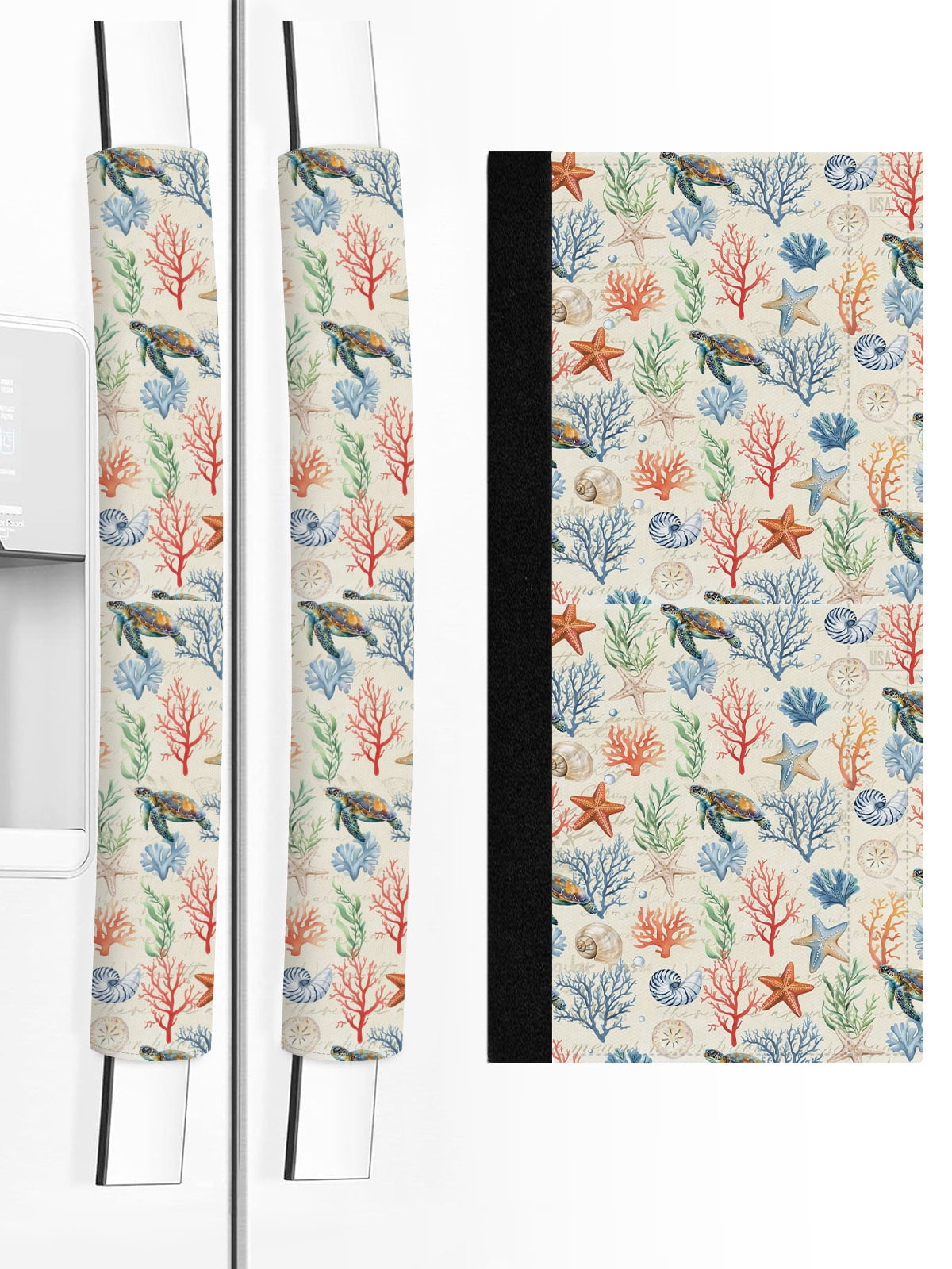 2 PCS Refrigerator Door Handle Covers, Summer Ocean Adjustable Kitchen ...