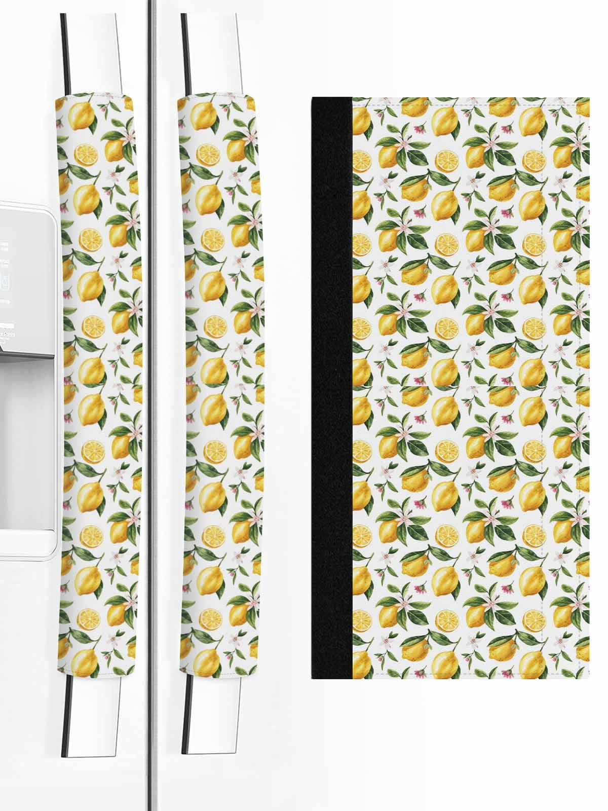 2 PCS Refrigerator Door Handle Covers, Summer Watercolor Lemon ...