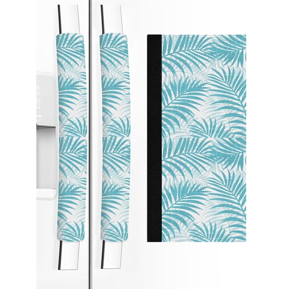 2 PCS Refrigerator Door Handle Covers, Teal Palm Leaves Adjustable ...