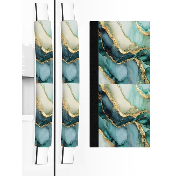 2 PCS Refrigerator Door Handle Covers, Turquoise Marble Adjustable ...