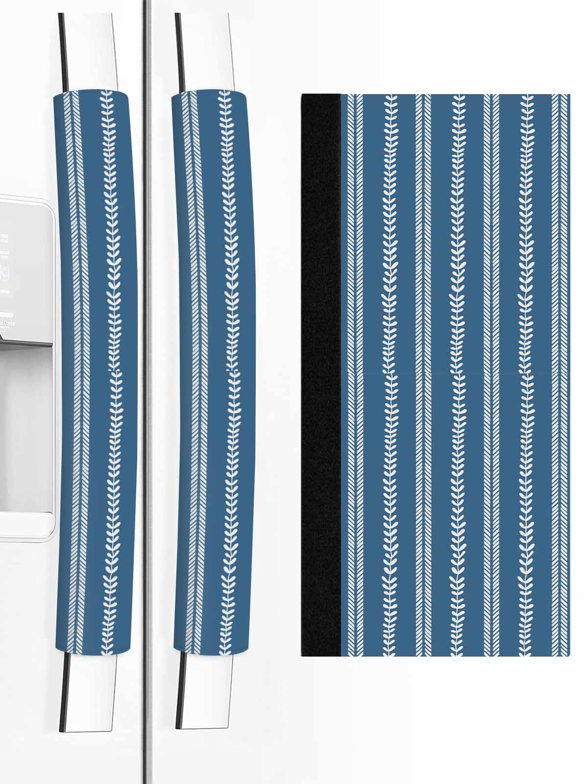 2 PCS Refrigerator Door Handle Covers, Vertical Leaves Stripes ...