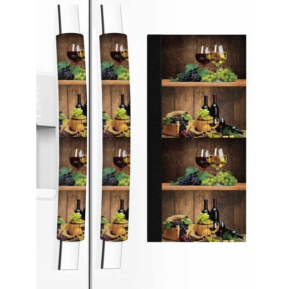 2 PCS Refrigerator Door Handle Covers, Vintage Red Wine Glass ...
