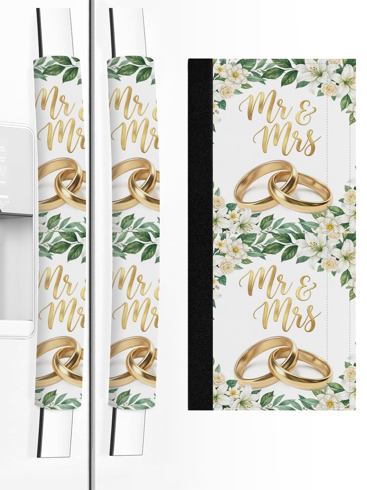 2 PCS Refrigerator Door Handle Covers, Wedding Rings Adjustable Kitchen ...