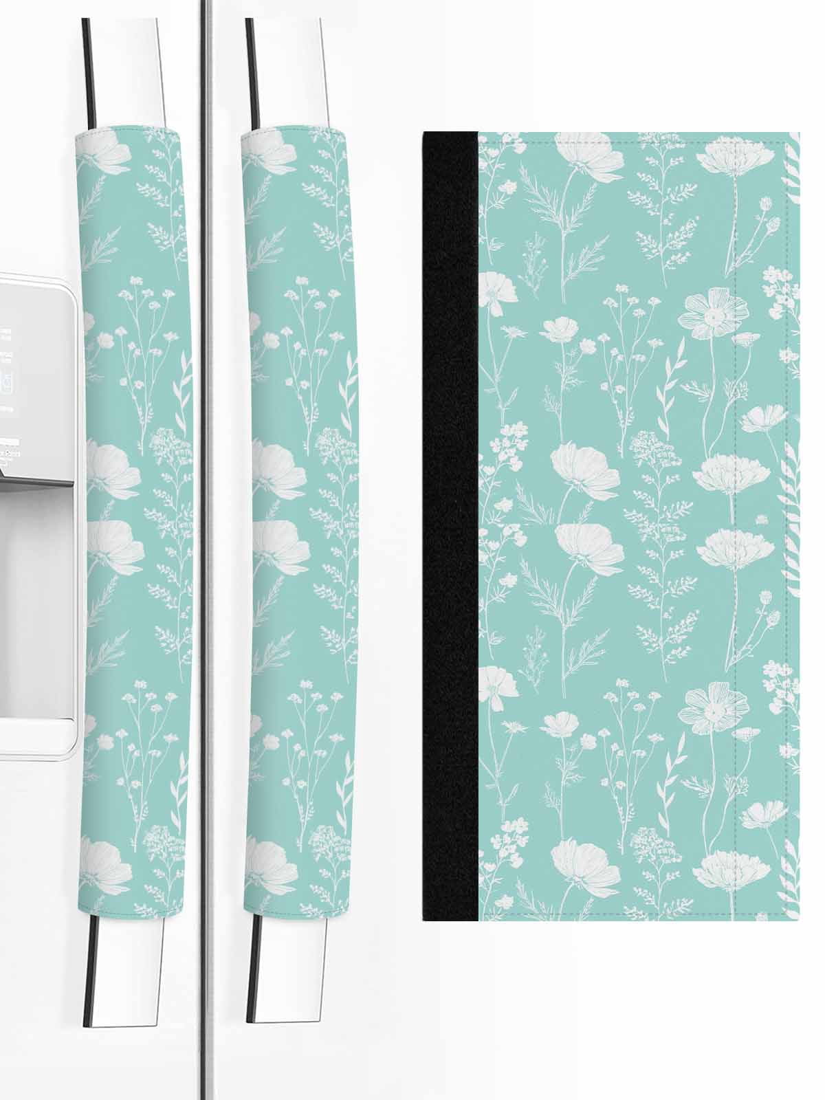2 PCS Refrigerator Door Handle Covers, Wildflowers Adjustable Kitchen ...