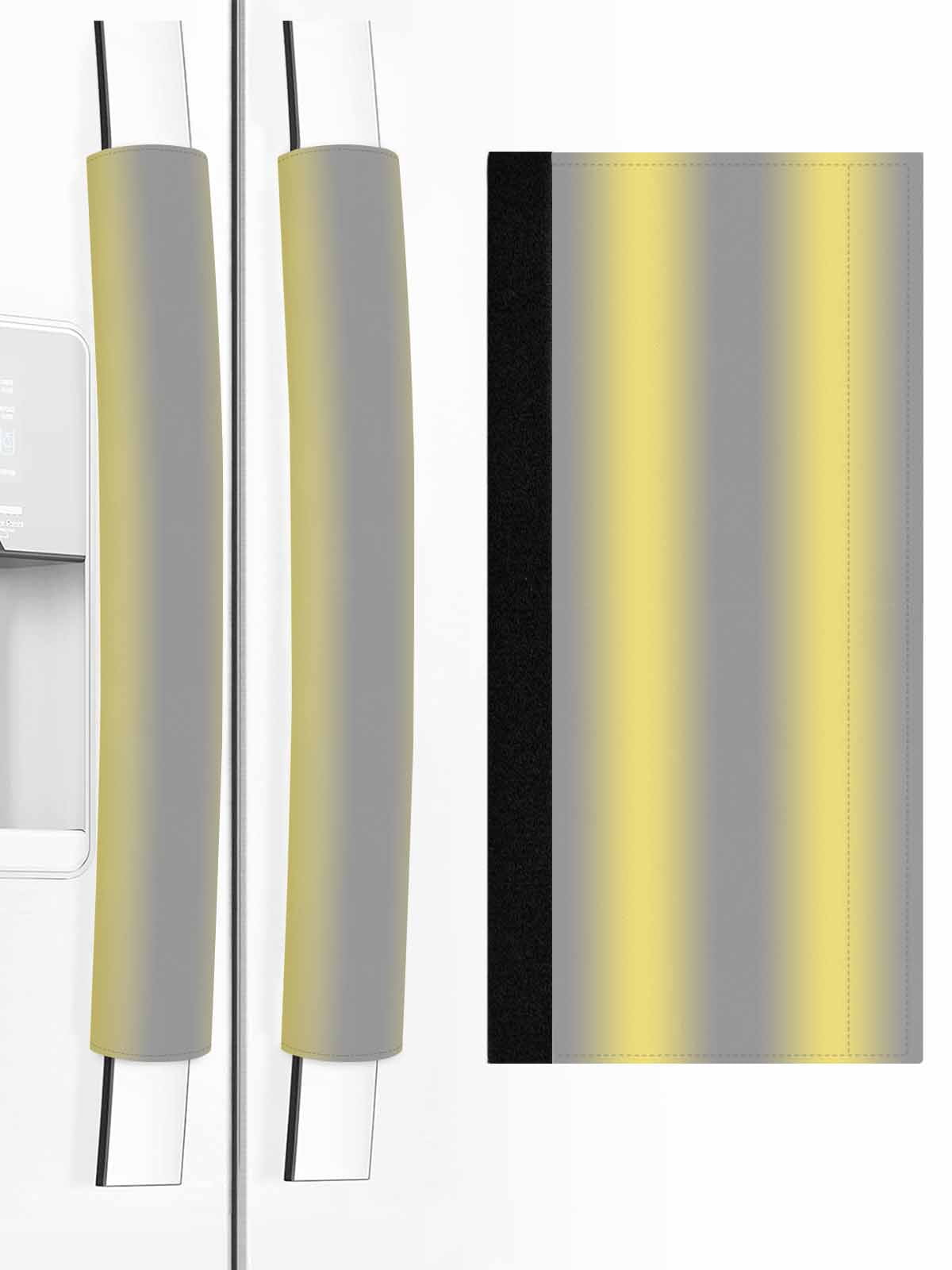 2 PCS Refrigerator Door Handle Covers, Yellow Grey Adjustable Kitchen ...