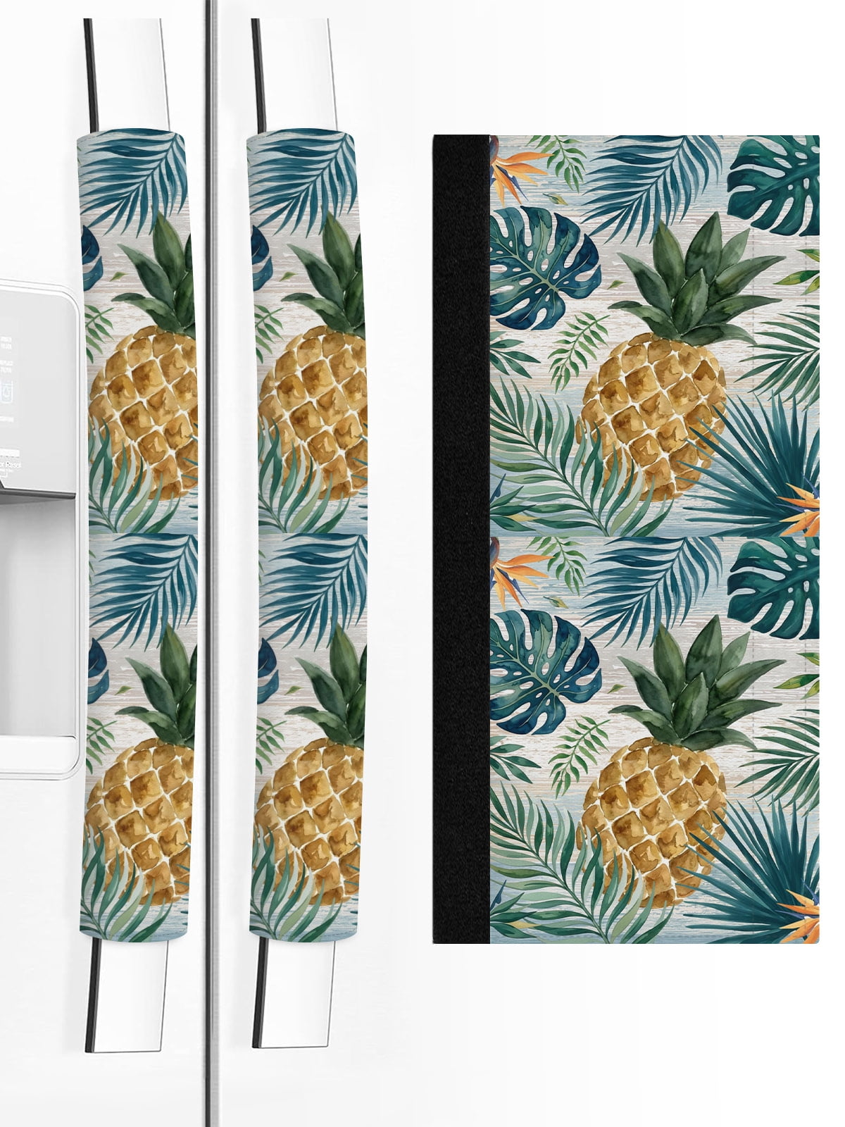 2 PCS Refrigerator Door Handle Covers, Yellow Pineapple Adjustable ...