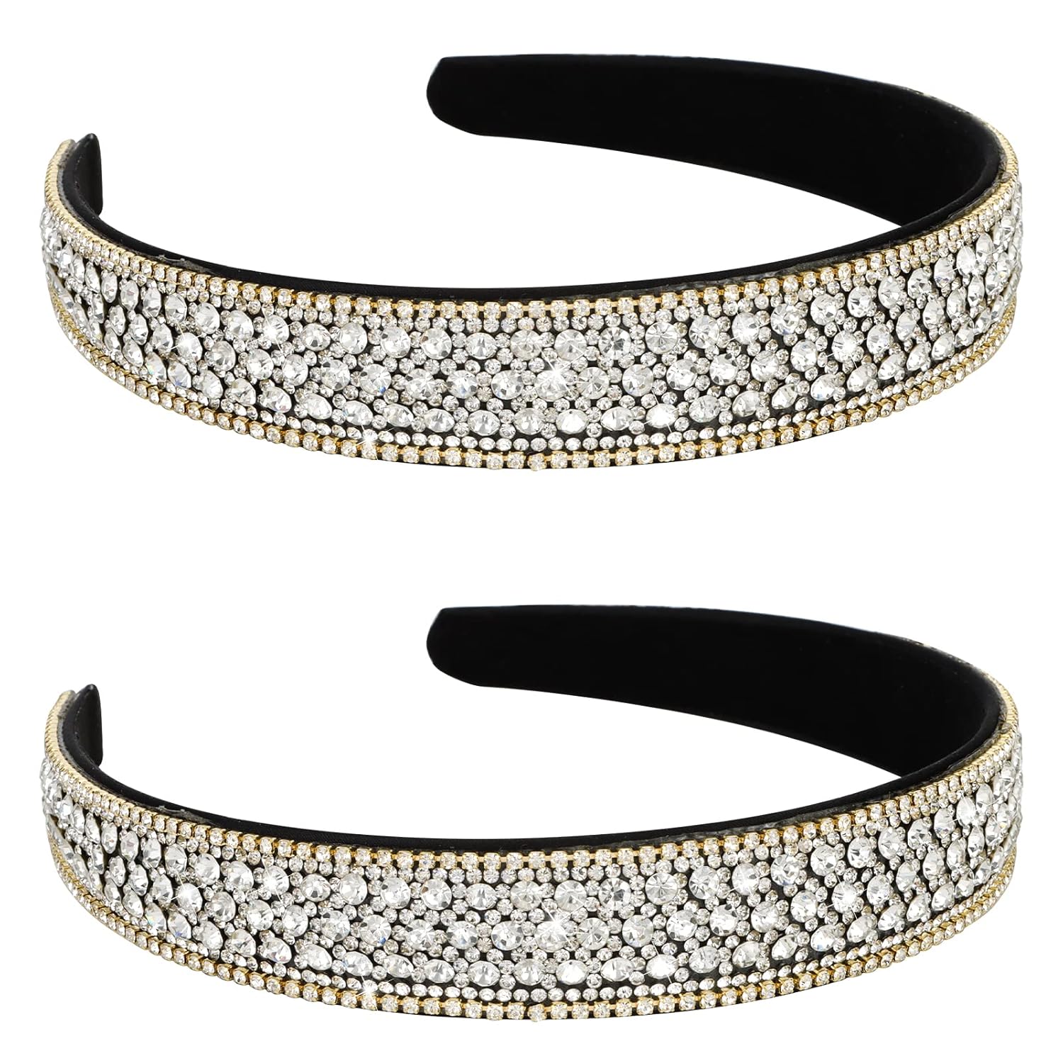 2 PCS Rhinestone Headbands for Women, Glitter Crystal Headband Fashion ...