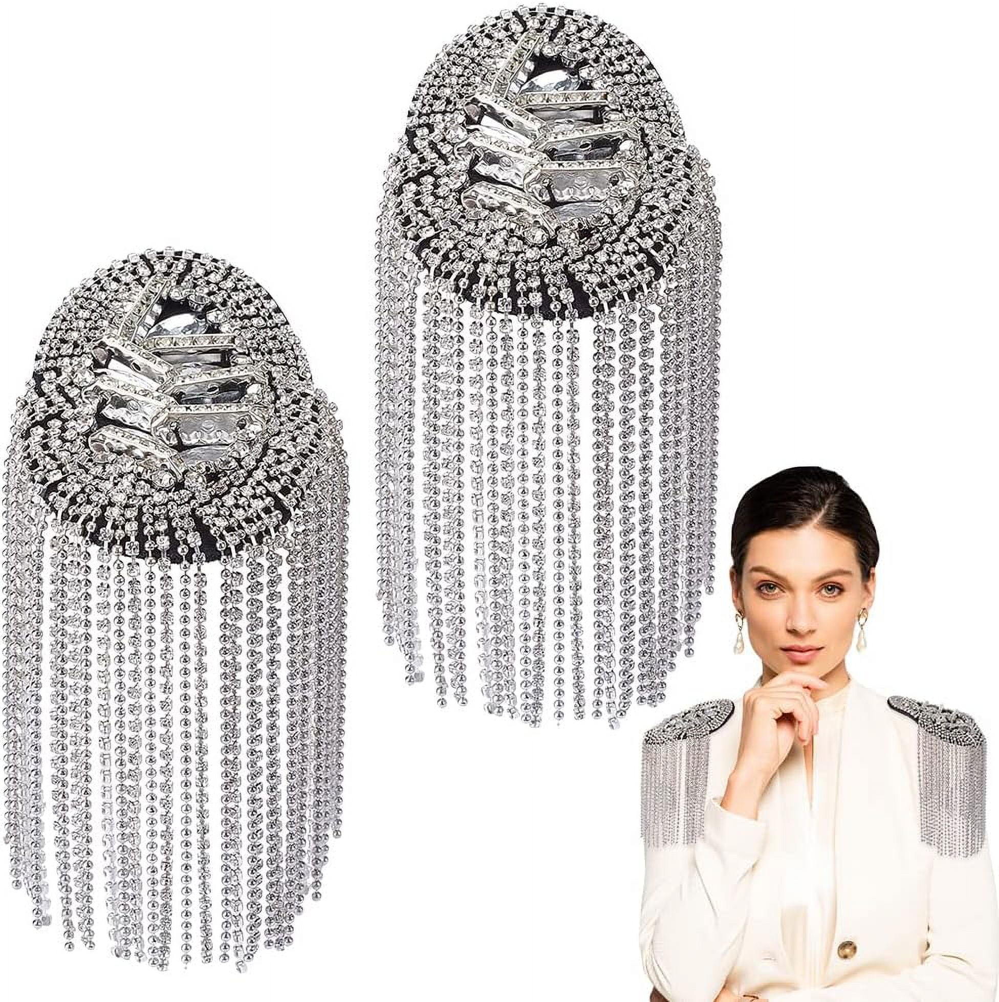 2 PCS Rhinestone Tassel Shoulder Epaulet Tassel Epaulet Rhinestone ...