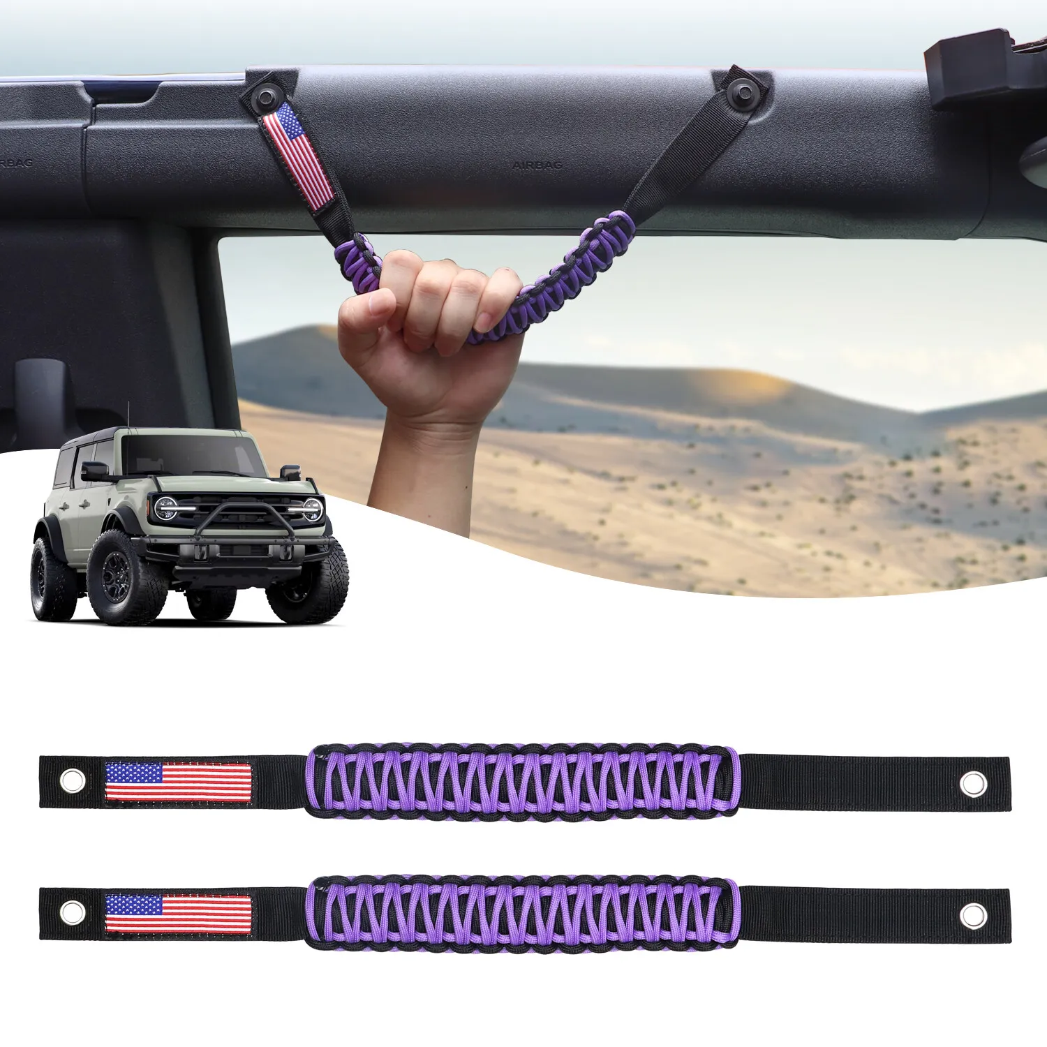 2 PCS Roll Bar Grab Handles Grip Handle Comaptible With For Ford Bronco ...