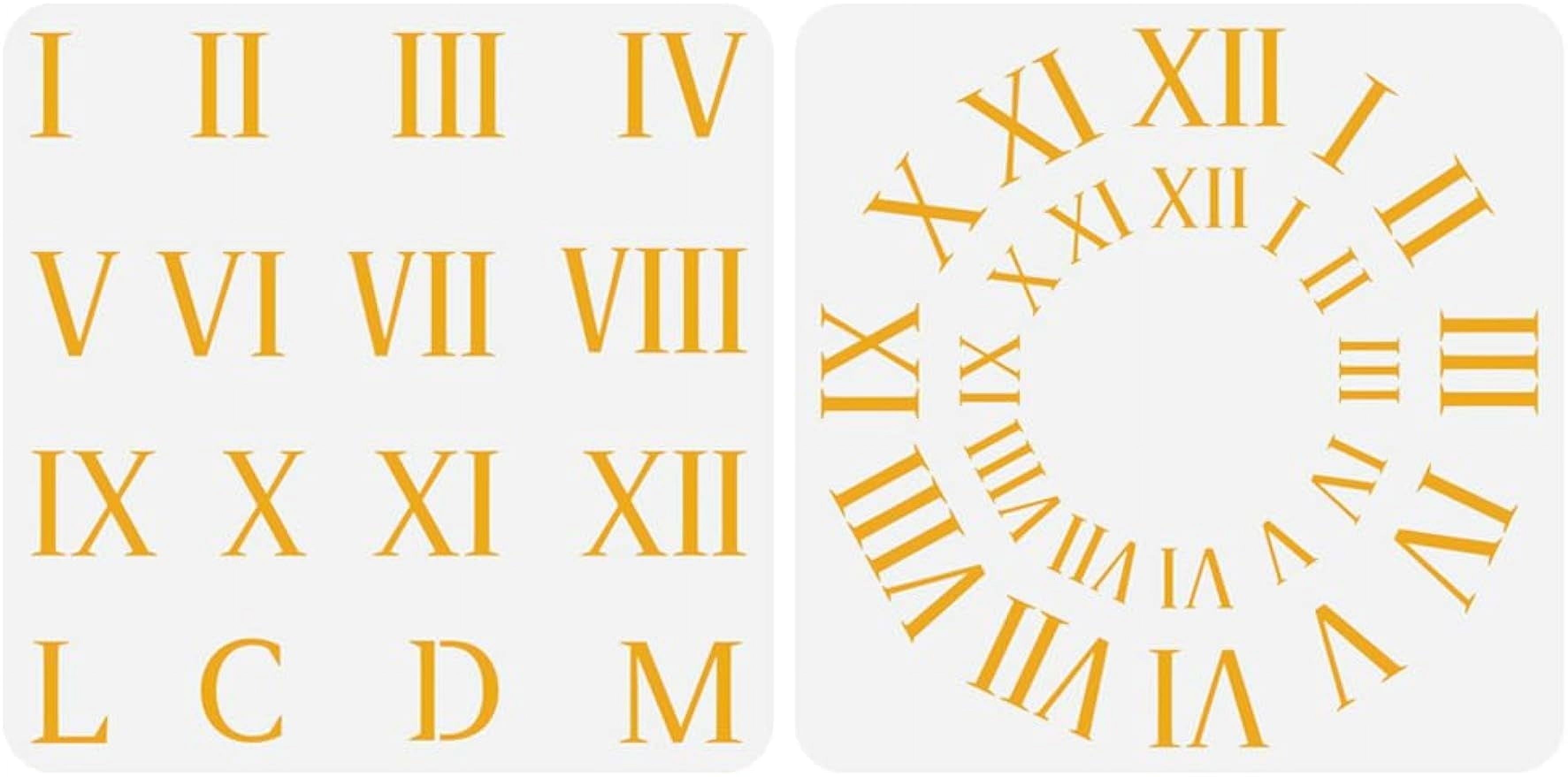 2 PCS Roman Numerals Painting Stencil Reusable Clock Face Numbers ...