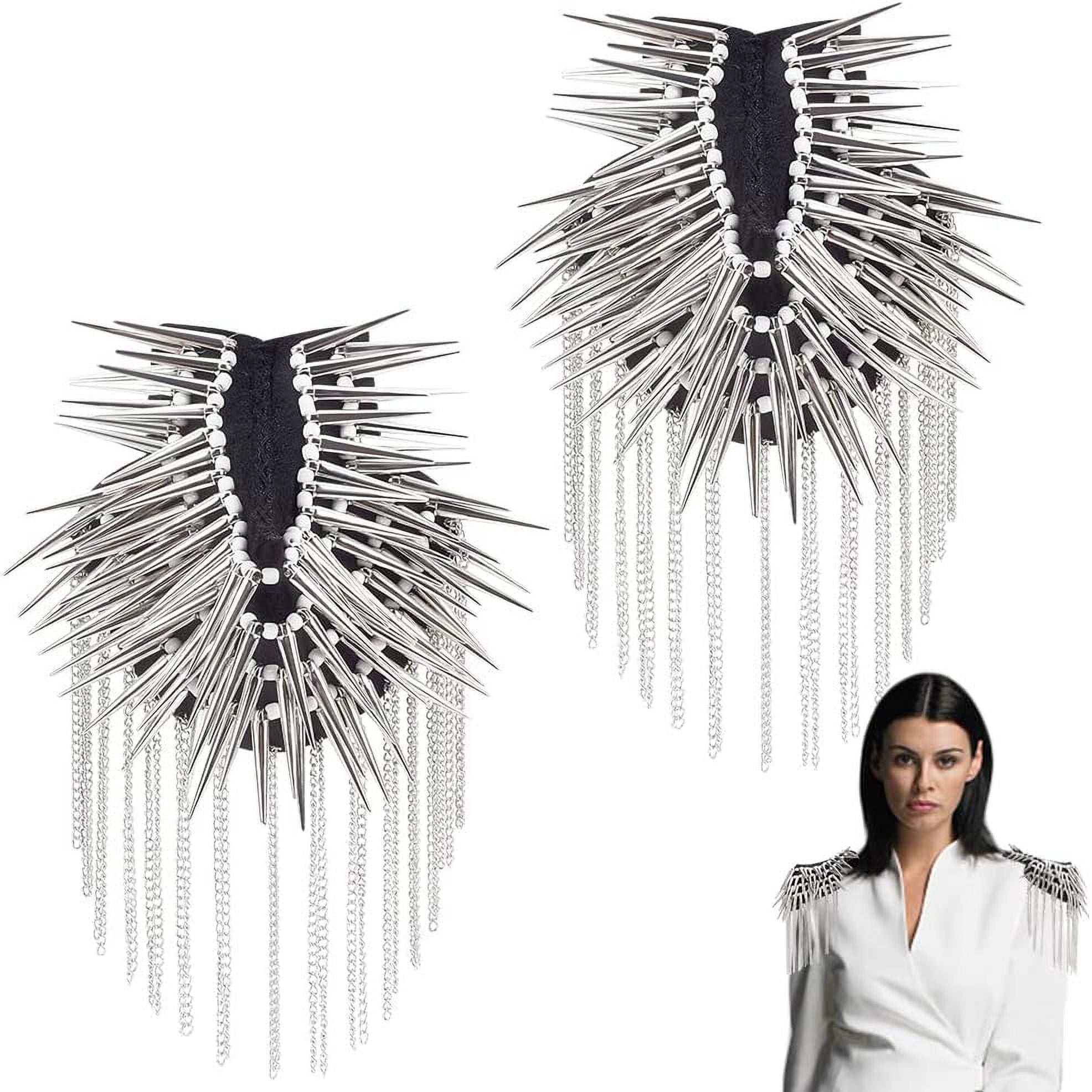 2 PCS S houlder Epaulet Shoulder Rivet Tassel Epaulet Board Punk Rivet ...