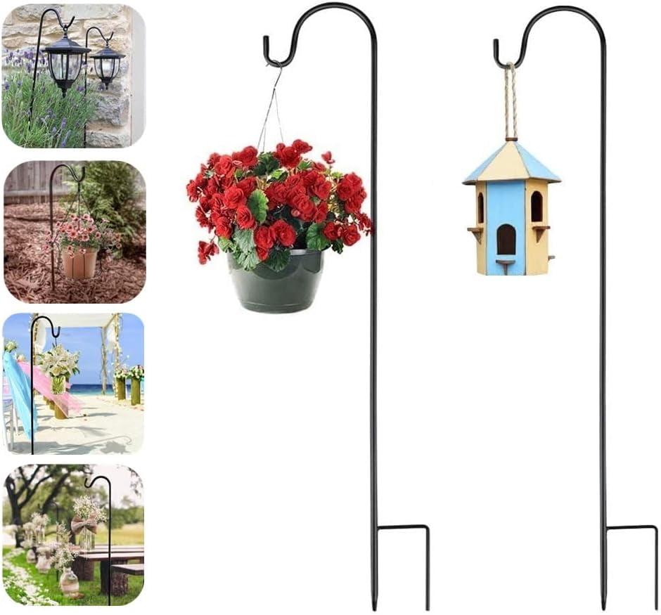2 PCS Shepherd Hooks Adjustable Height Garden Hooks 4 Section Stitching ...