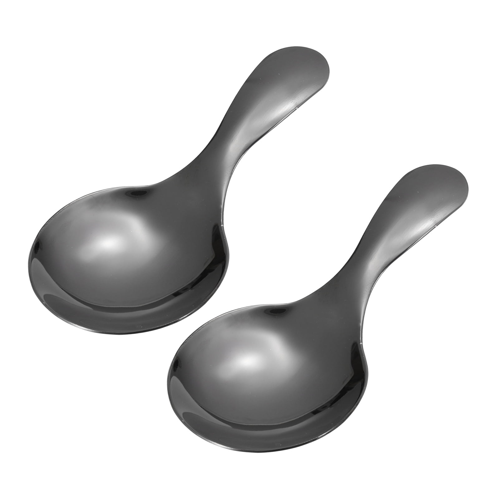 2 PCS Short Handle Spoon, Cute Round Tea Scoops Stainless Steel Scoop ...