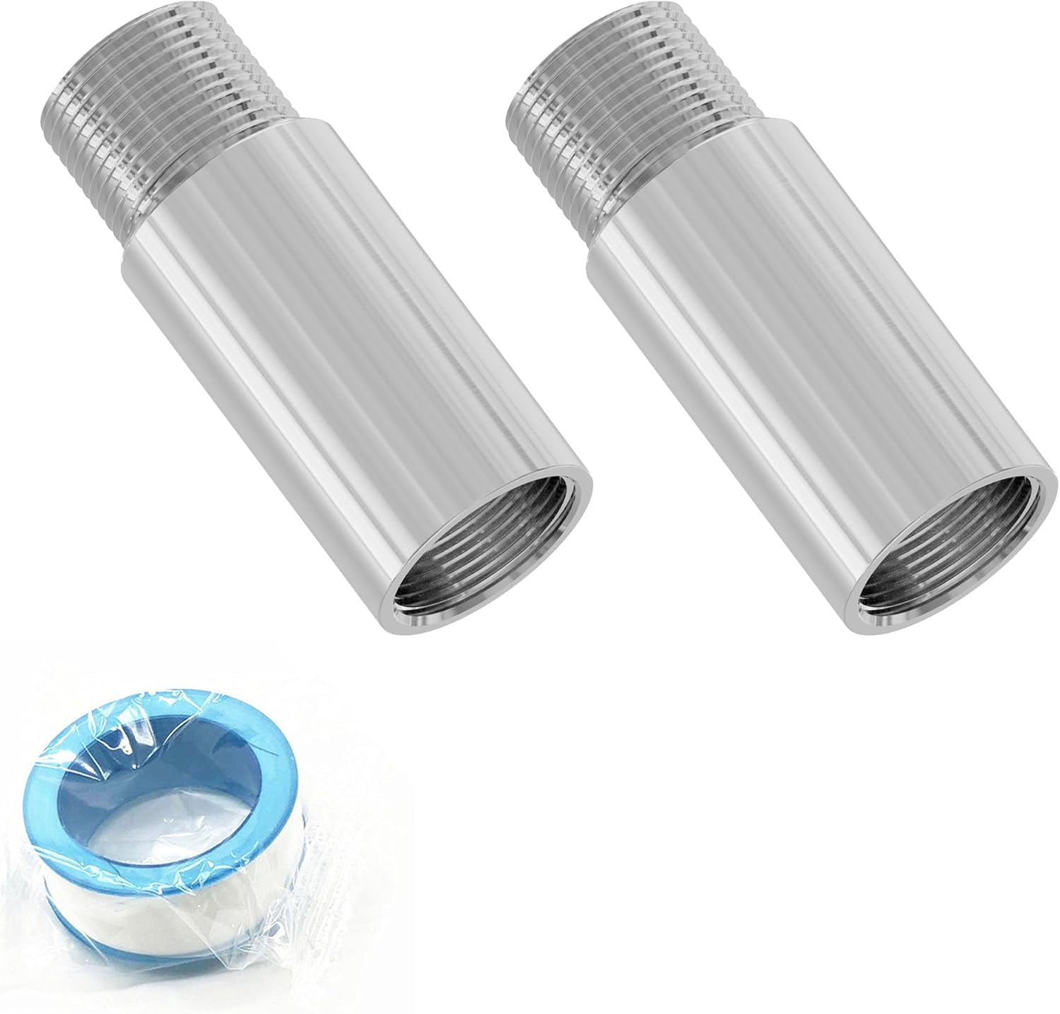 2 PCS Shower Head Extension Arm Extender Stainless Steel 1/2PT Male to ...