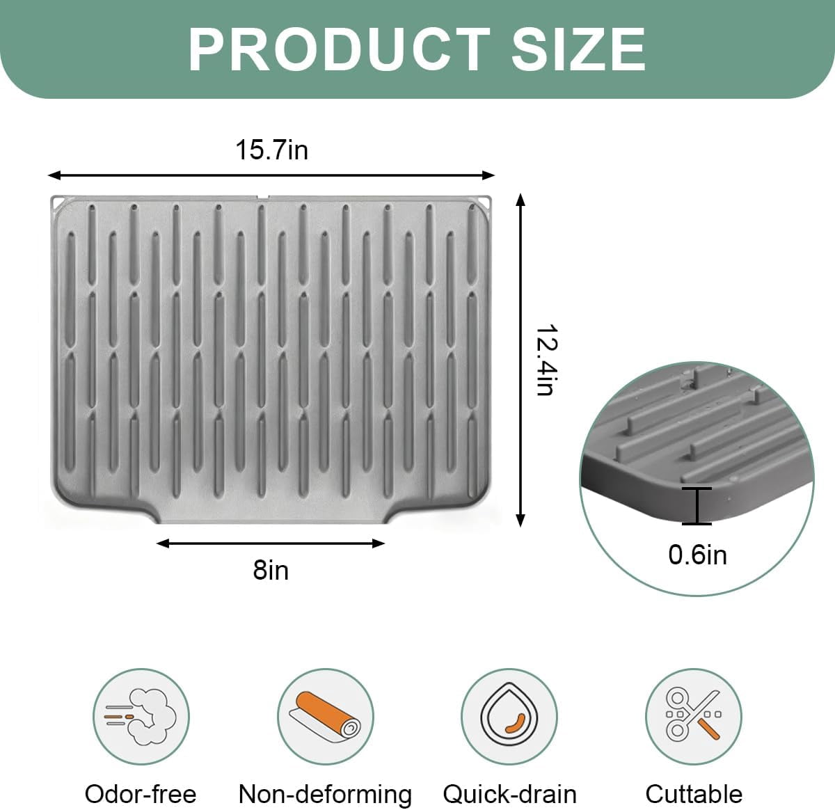 2 PCS Silicone Dish Drying Mat with Faucet Guard for Kitchen Sink Fast ...