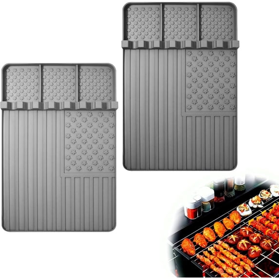 2 PCS Silicone Grill Mat Compatible with stone, BBQ Griddle Tools Drip ...