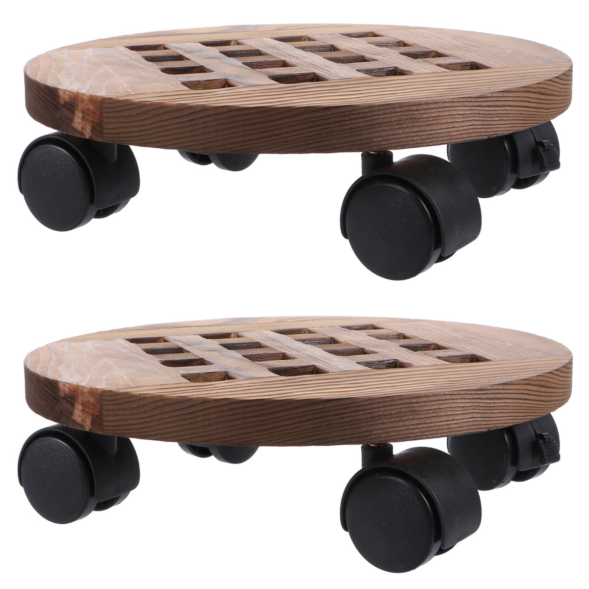 2 PCS Simple Flowerpot Tray Pots Base Plant Stand on Wheels Indoor with ...