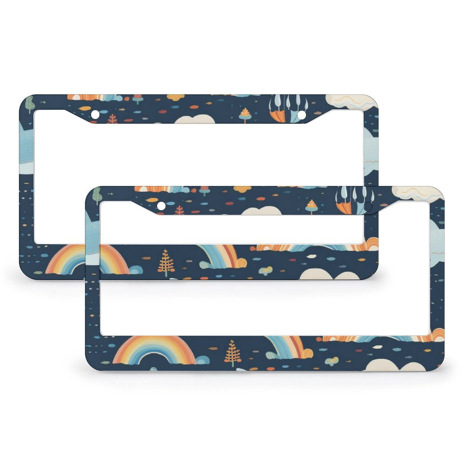 2 PCS Small Whales With Rainbows And Clouds License Plate Cover Animals ...