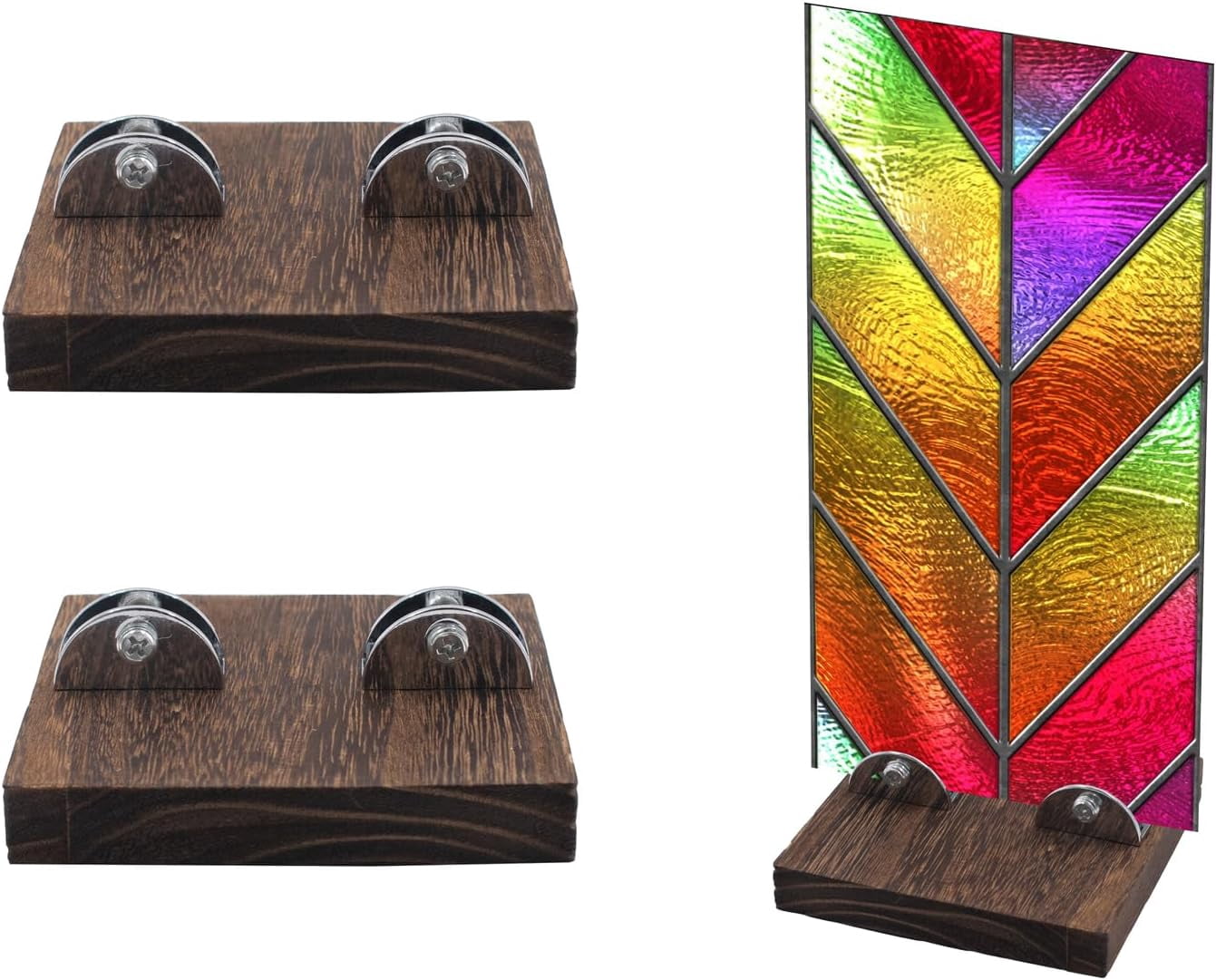 2 PCS Small Wood Adjustable Glass Display Stands for Stained Glass Art ...