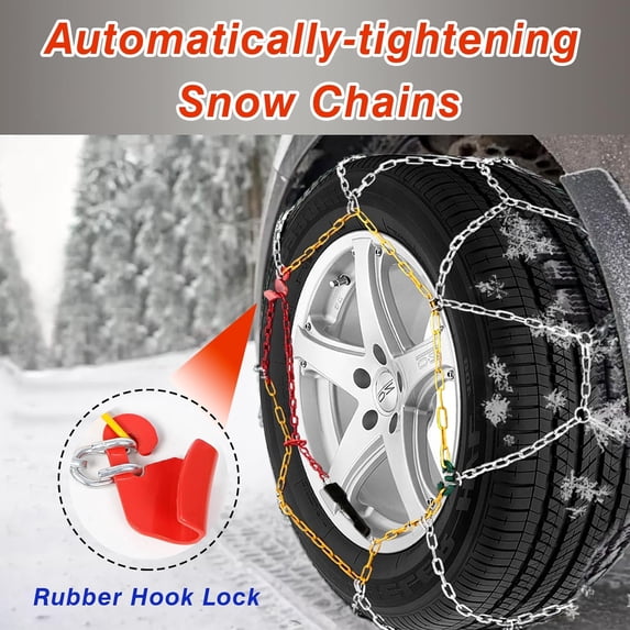 2 PCS Snow Chains for Car Auto Fixing Tightening Snow Tire Chains Multi ...
