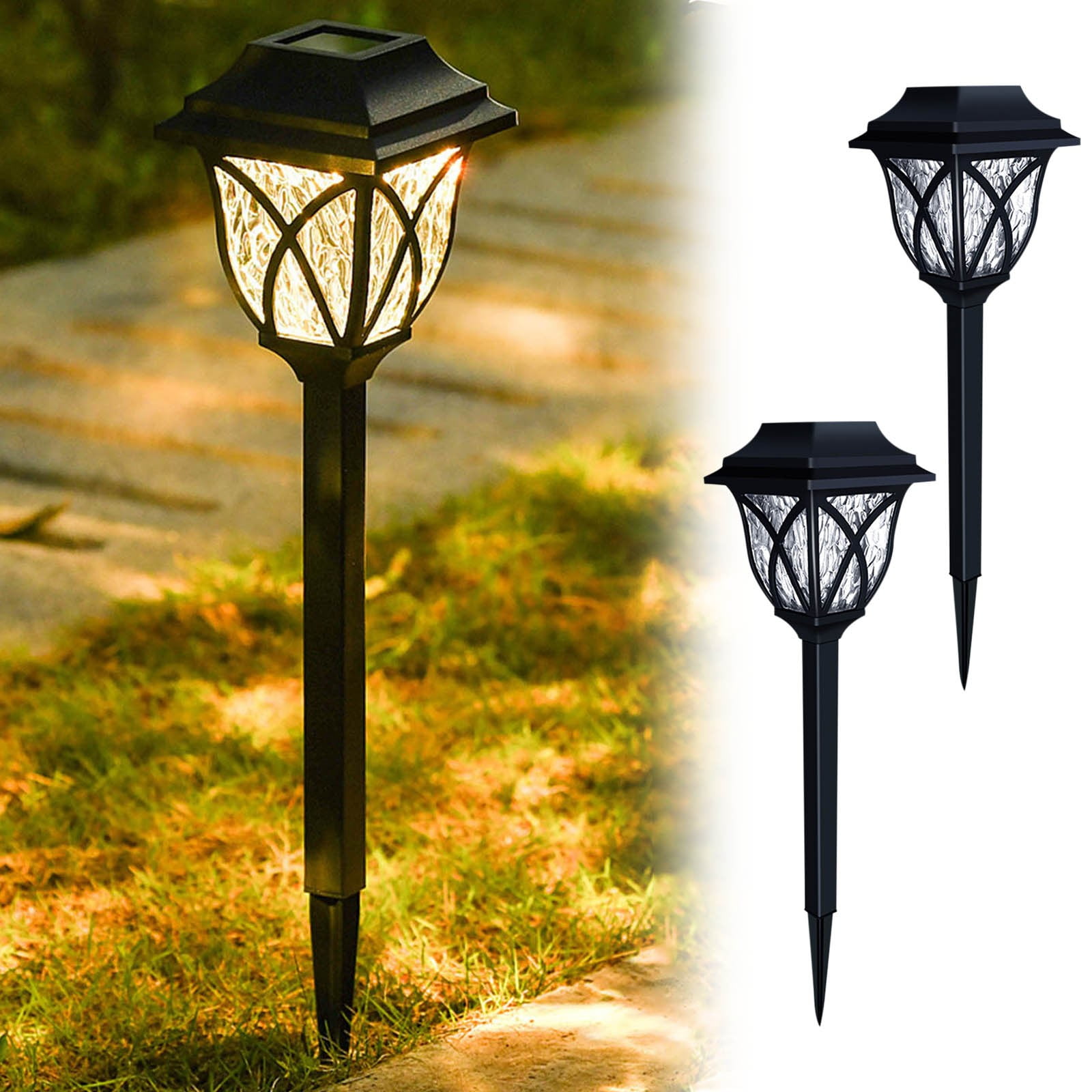 2 PCS Solar Lights for Outside, Solar Pathway Lights Outdoor, LED ...