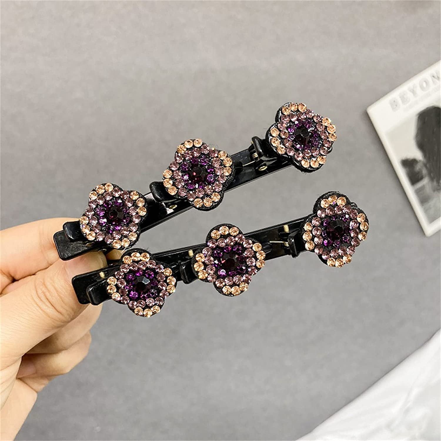 （2 PCS）Sparkling Crystal Stone Braided Hair Clips, 2022 New Braided ...