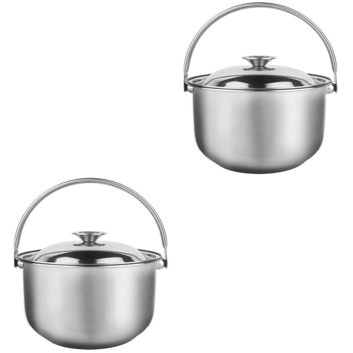 2 PCS Stainless Steel Cooking Pot Butter Kitchen Gadget Stockpot ...