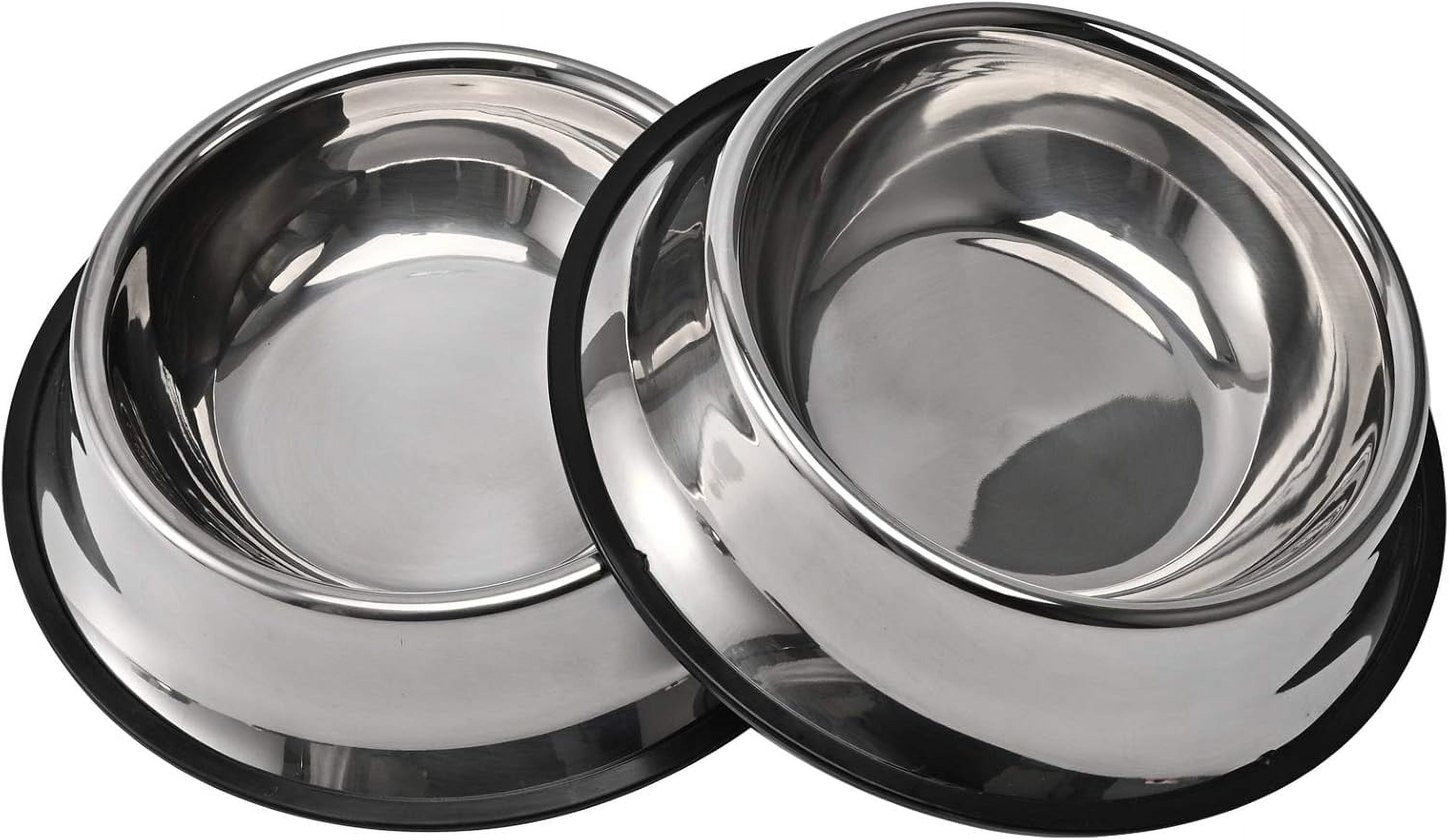 2 PCS Stainless Steel Dog Bowl with Anti-skid Rubber Base for Small ...
