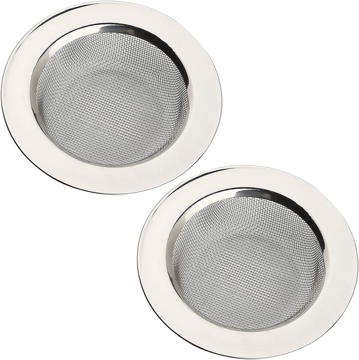 2 PCS Stainless Steel Kitchen Sink Strainer 4.5" Diameter, Metal Fine ...