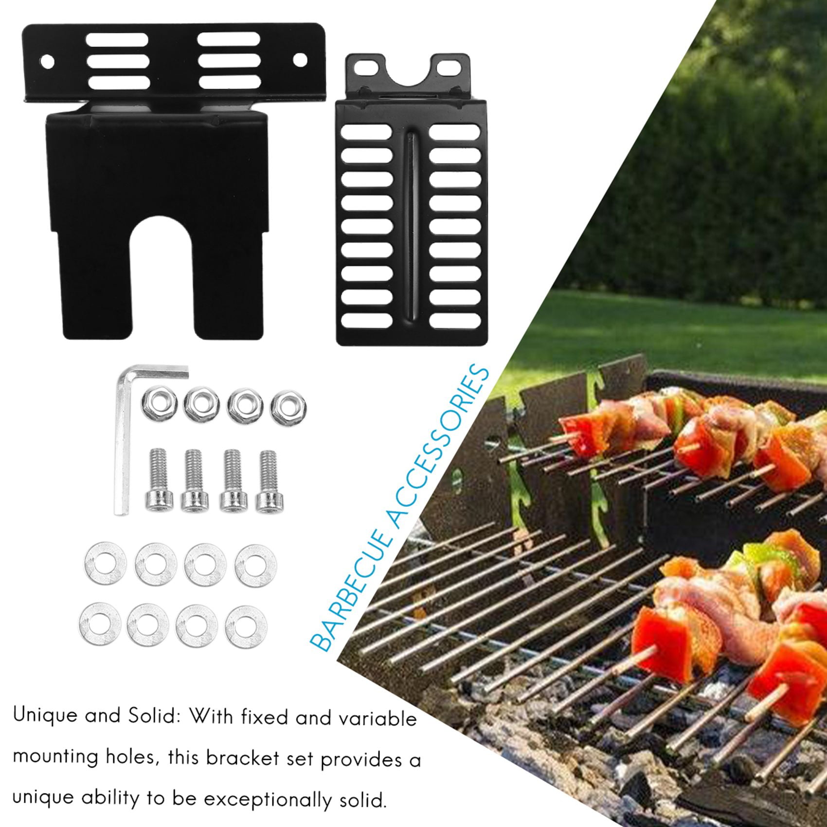 2 PCS Stainless Steel Rotisserie Motor Bracket Set Universal Barbecue ...
