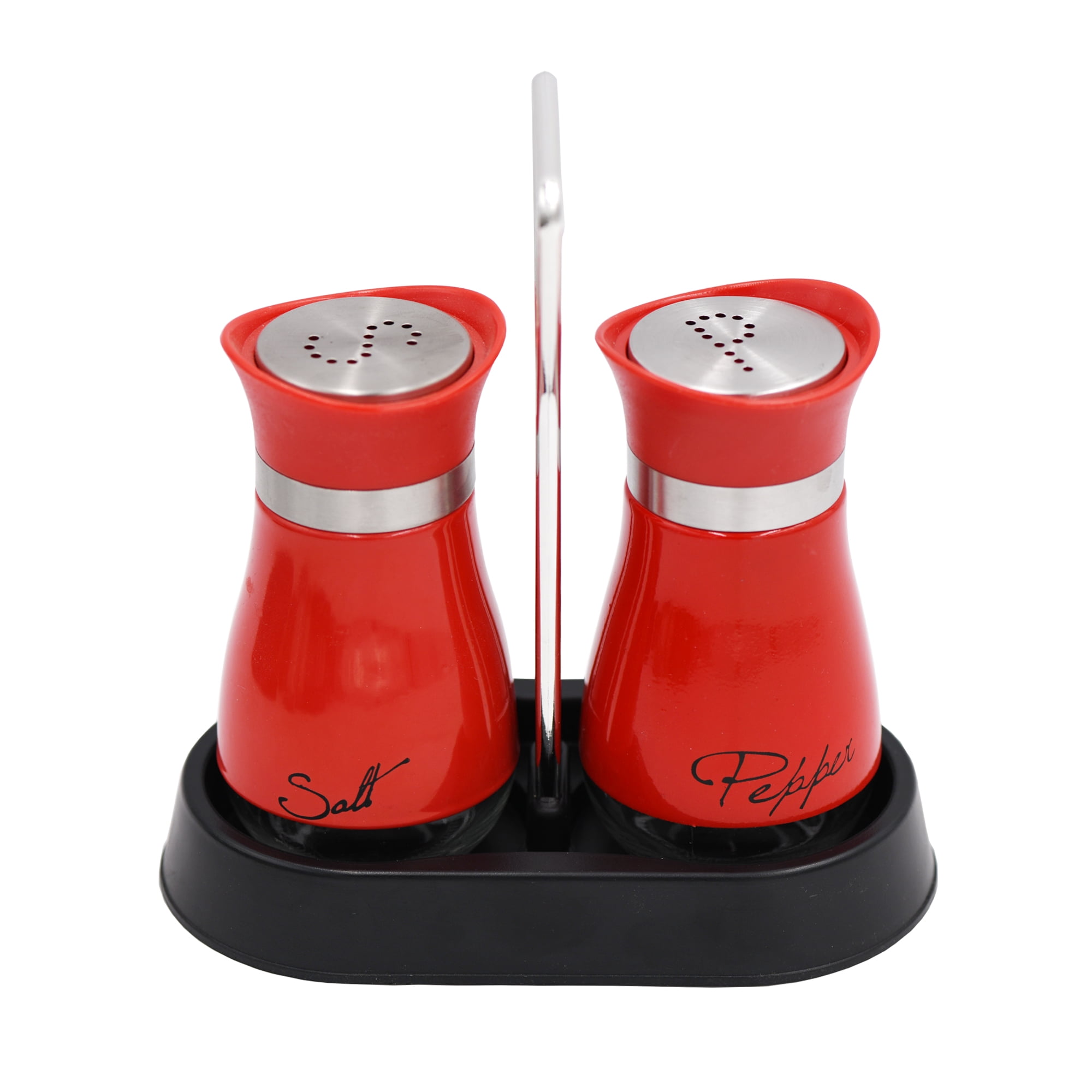 Funly mee Stainless Steel and Glass Salt and Pepper Shaker Set with ...