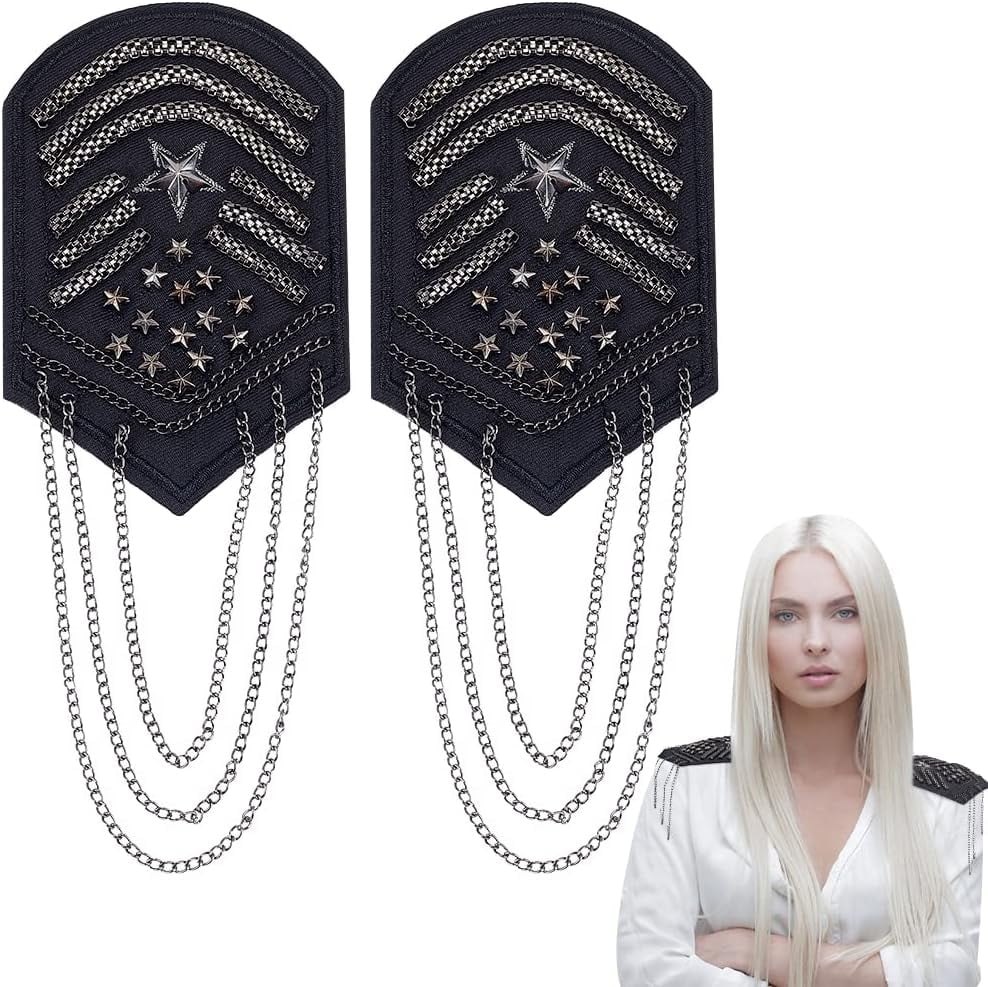 2 PCS Star Tassel Link Chain Epaulet Shoulder Boards Badge Little Star ...