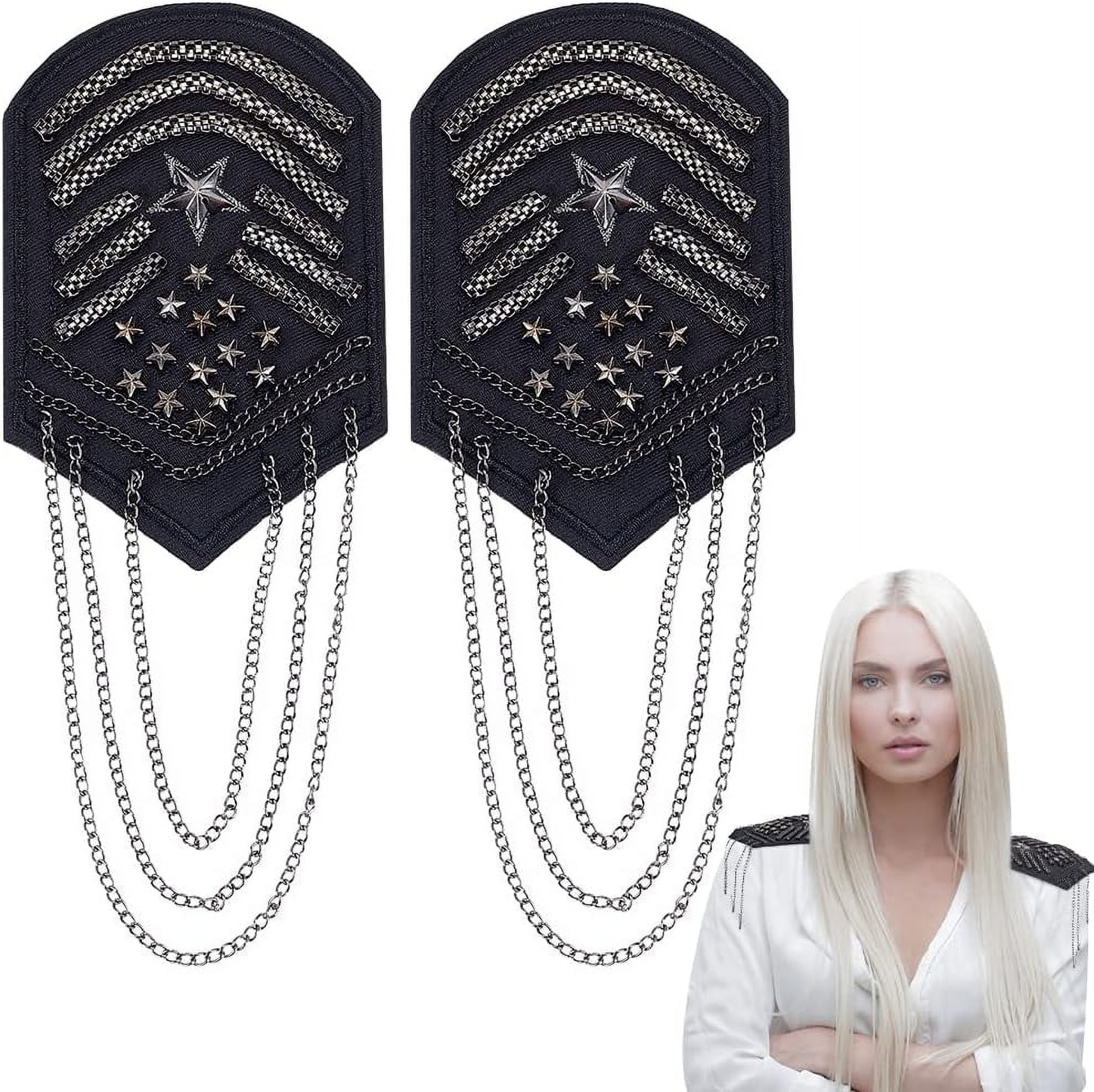2 PCS Star Tassel Link Chain Epaulet Shoulder Boards Badge Little Star ...