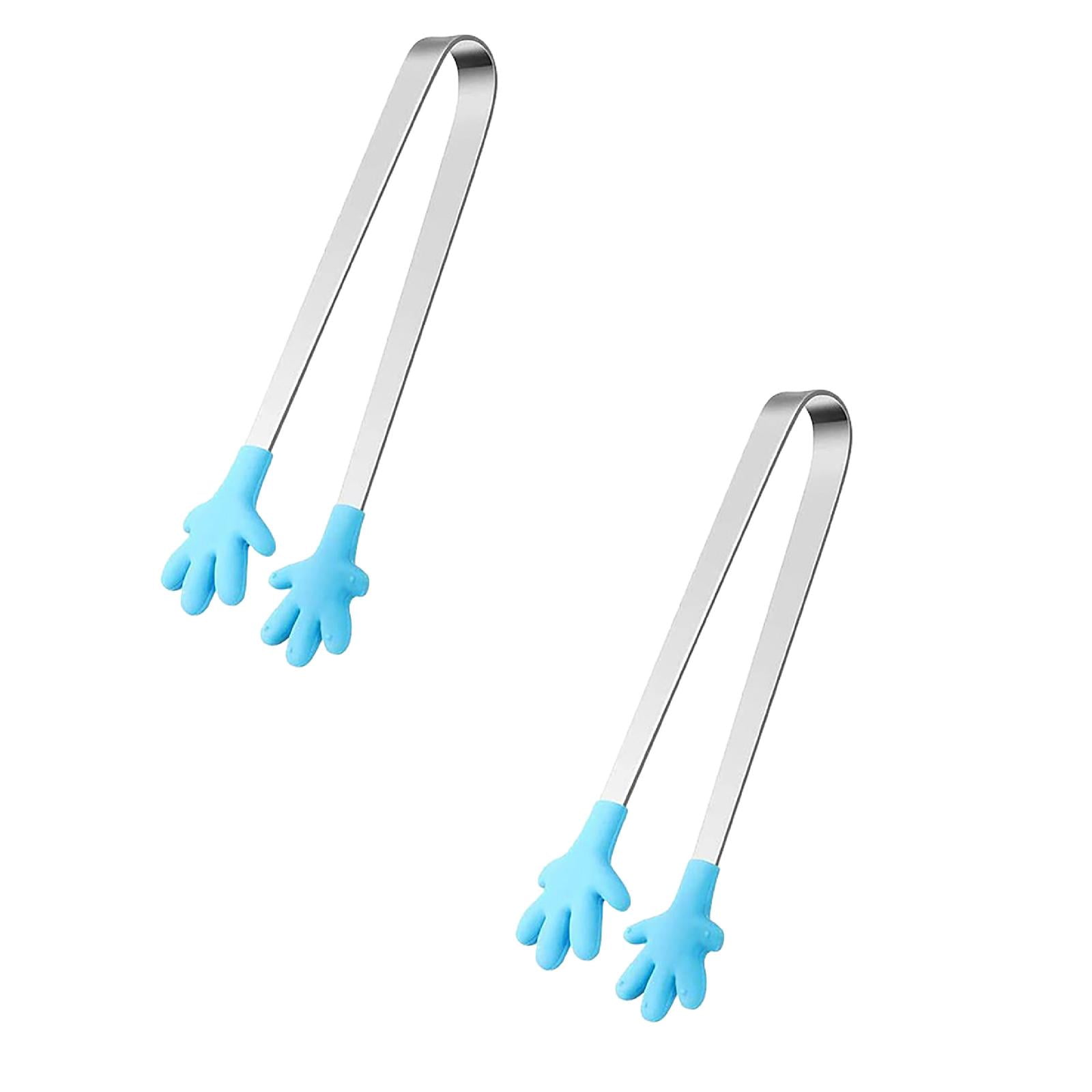2 PCS Steel Tongs Tongs Kitchen With Hand Shaped Silicone Mini Head ...
