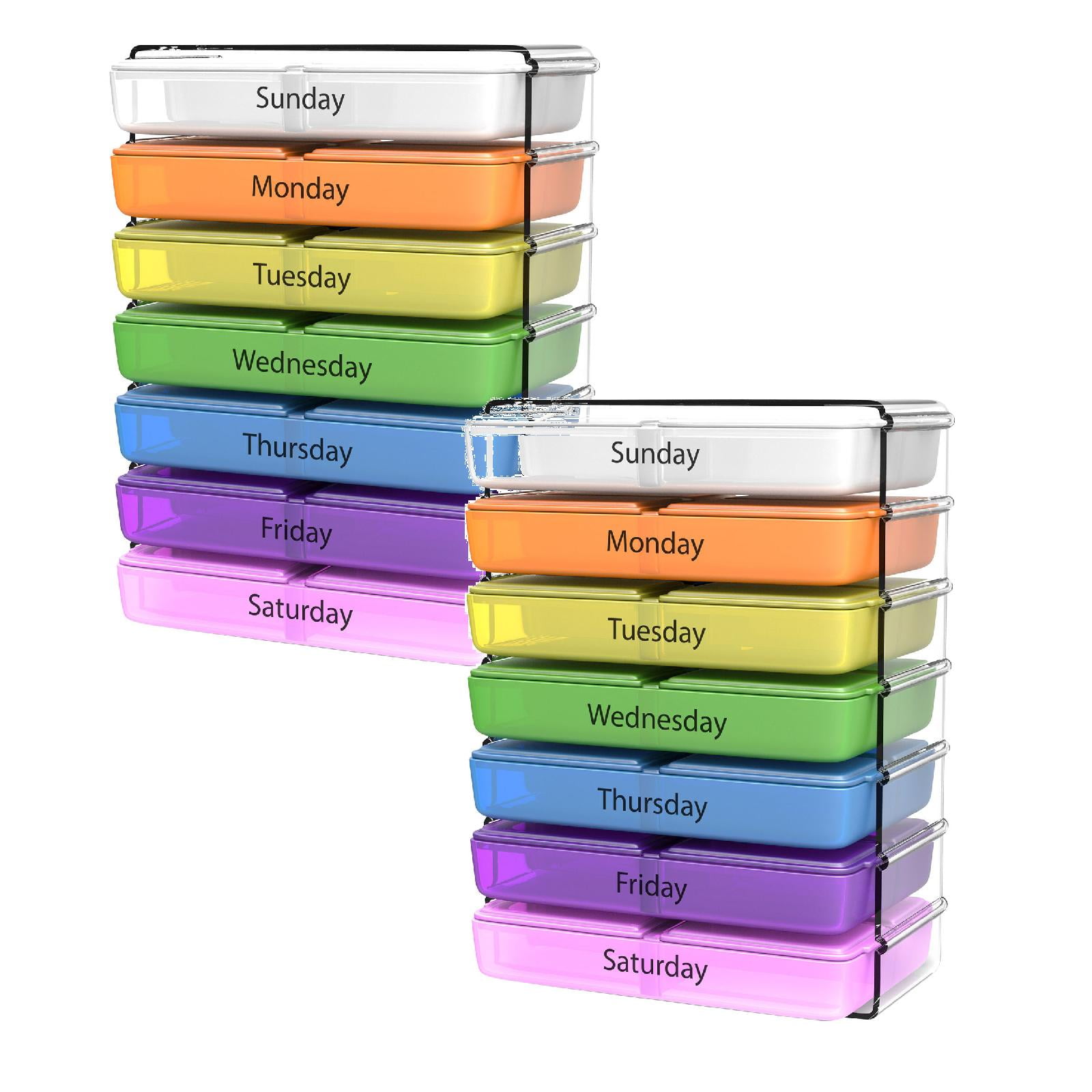 2 PCS Store Box Weekly Records 7 Day Weekly Compact And Vitamin ...