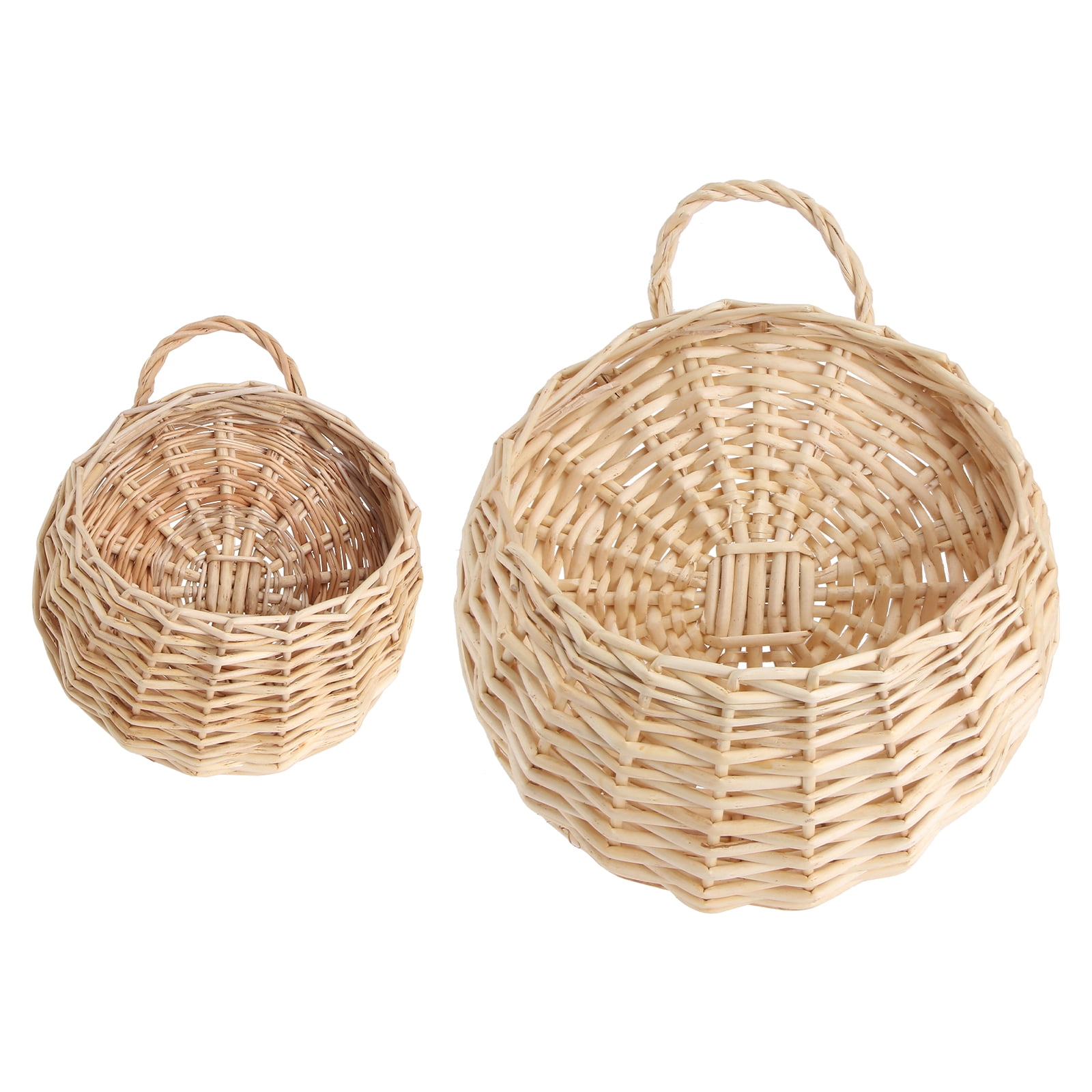 2 PCS Straw and Willow Basket Wicker Flower Pots Flower Wall Hanging ...