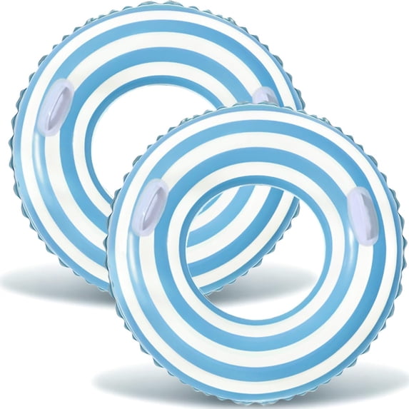 2 PCS Striped Pool Floats for Adults Swimming Rings Tube with Handles ...