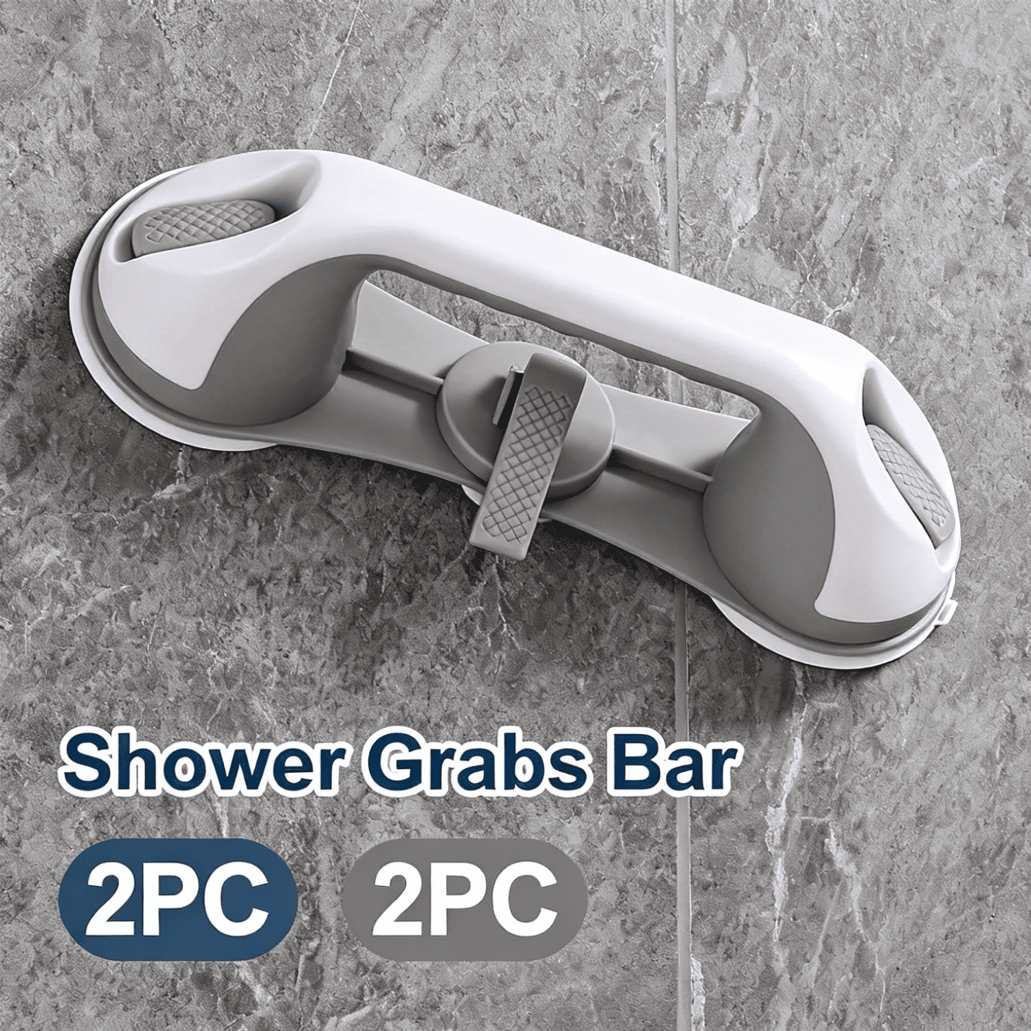 2 PCS Suction Cup Safety Grab Bar - Heavy Duty Shower Handle with ...