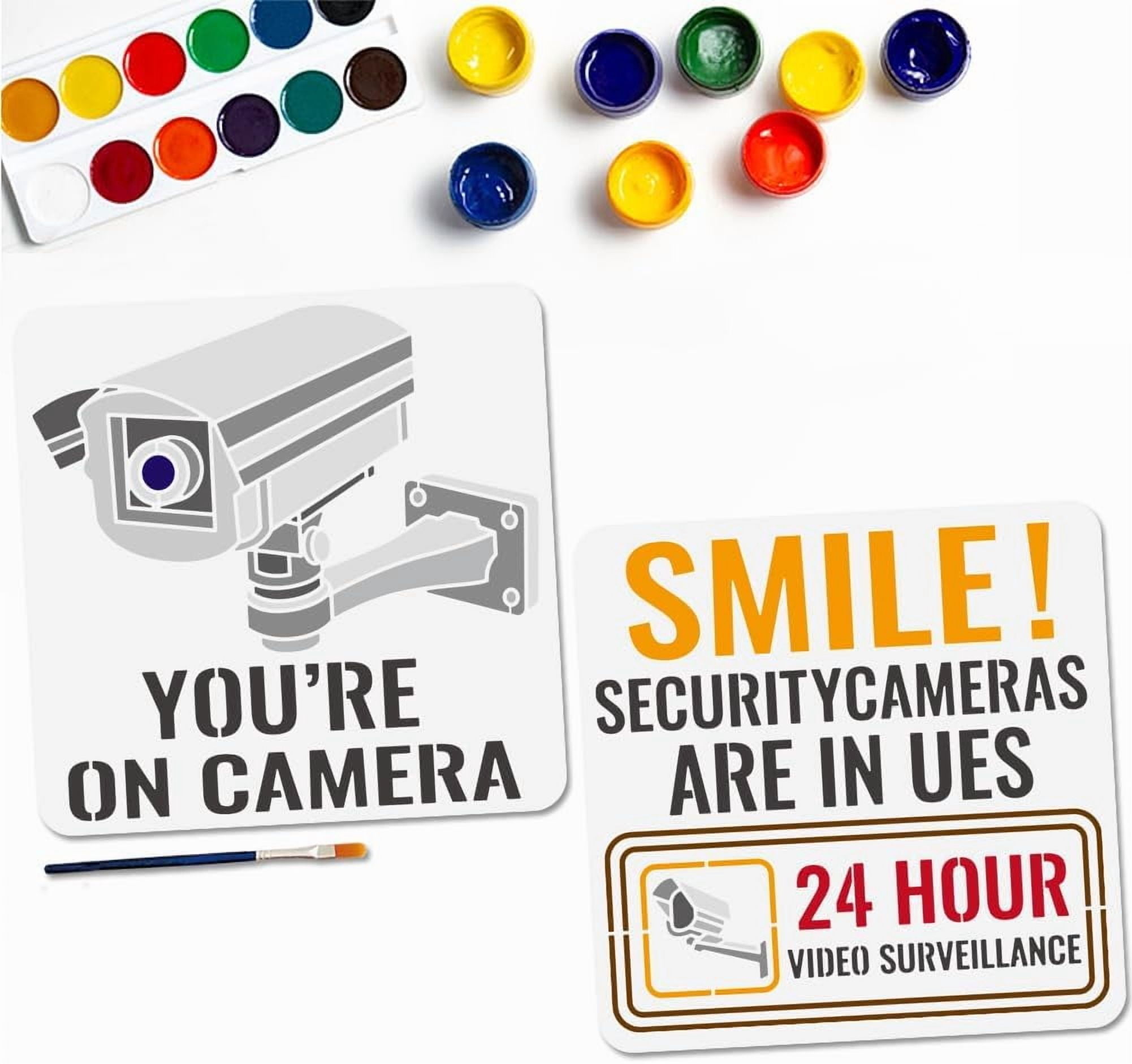 2 PCS Surveillance Cameras Stencils 11.8×11.8 Inches Monitor Reusable ...